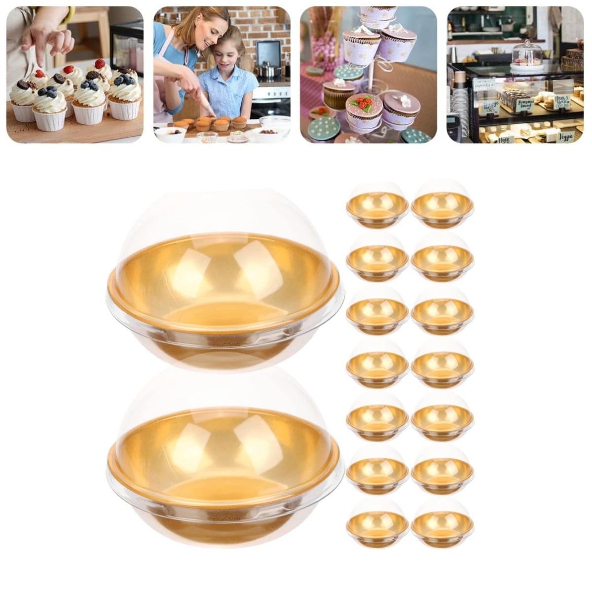 Plastic Moon Cake Box,Set of 50 Clear Muffin Holders Dome Containers ...