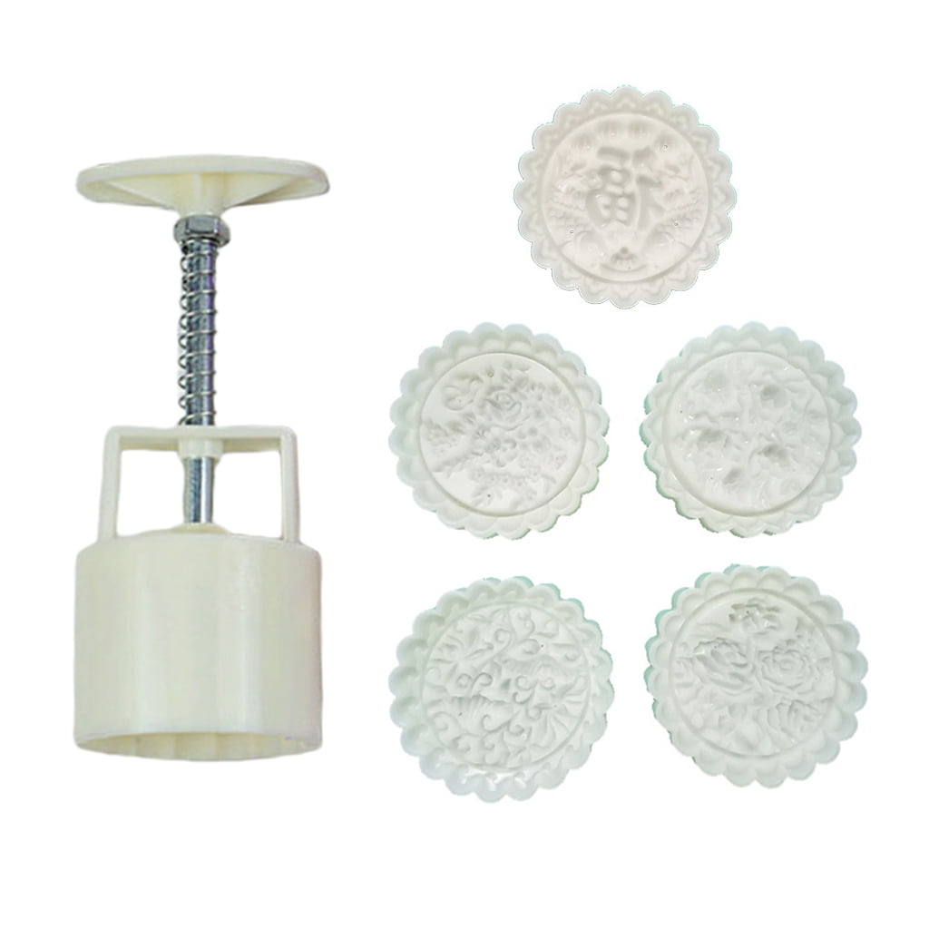 Plastic Mooncake Mold 125g Flower Stamp Cookie Cutter Mould DIY Baking ...