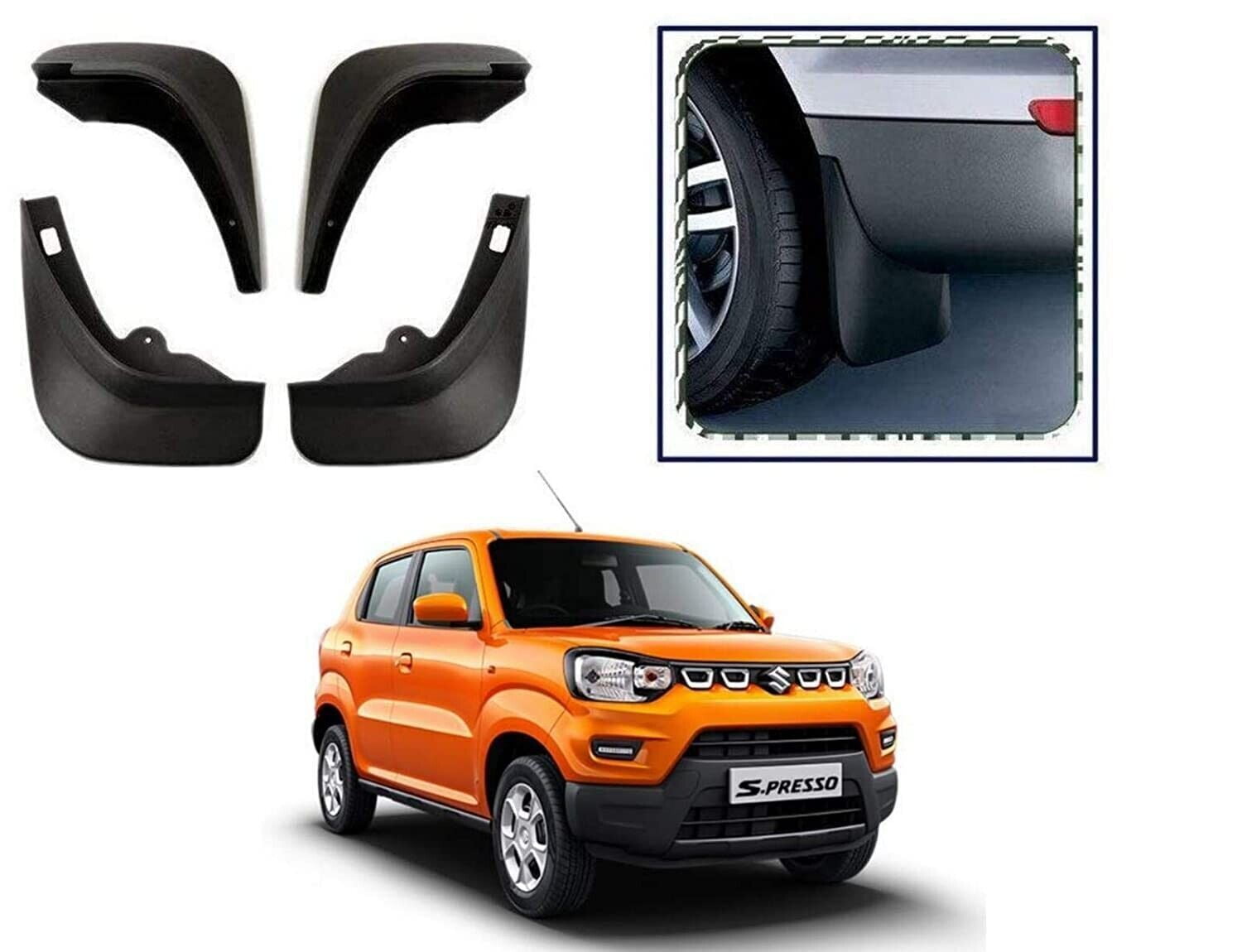Plastic Mud Flaps For Suzuki S-Presso All Models Black Color Pack of 4 ...