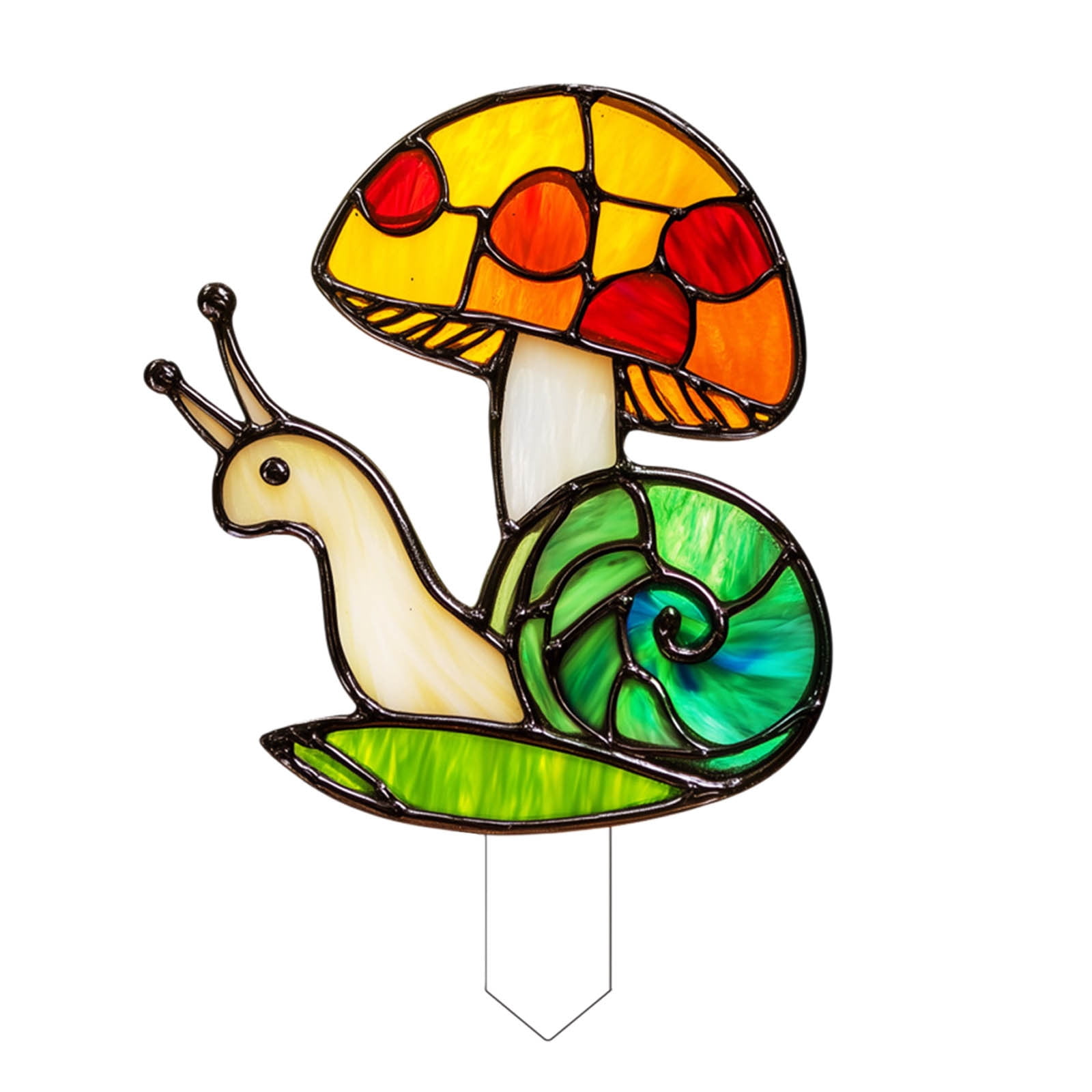 Plastic Mushroom Decorative Garden Stakes, Stained Glass Style Plant ...