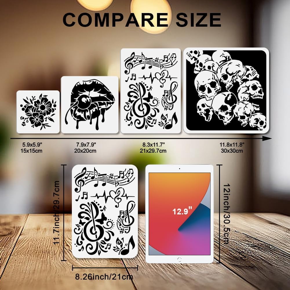 Plastic Musical Notes Stencil Floral Note Stencil 11.7×8.3inch with ...