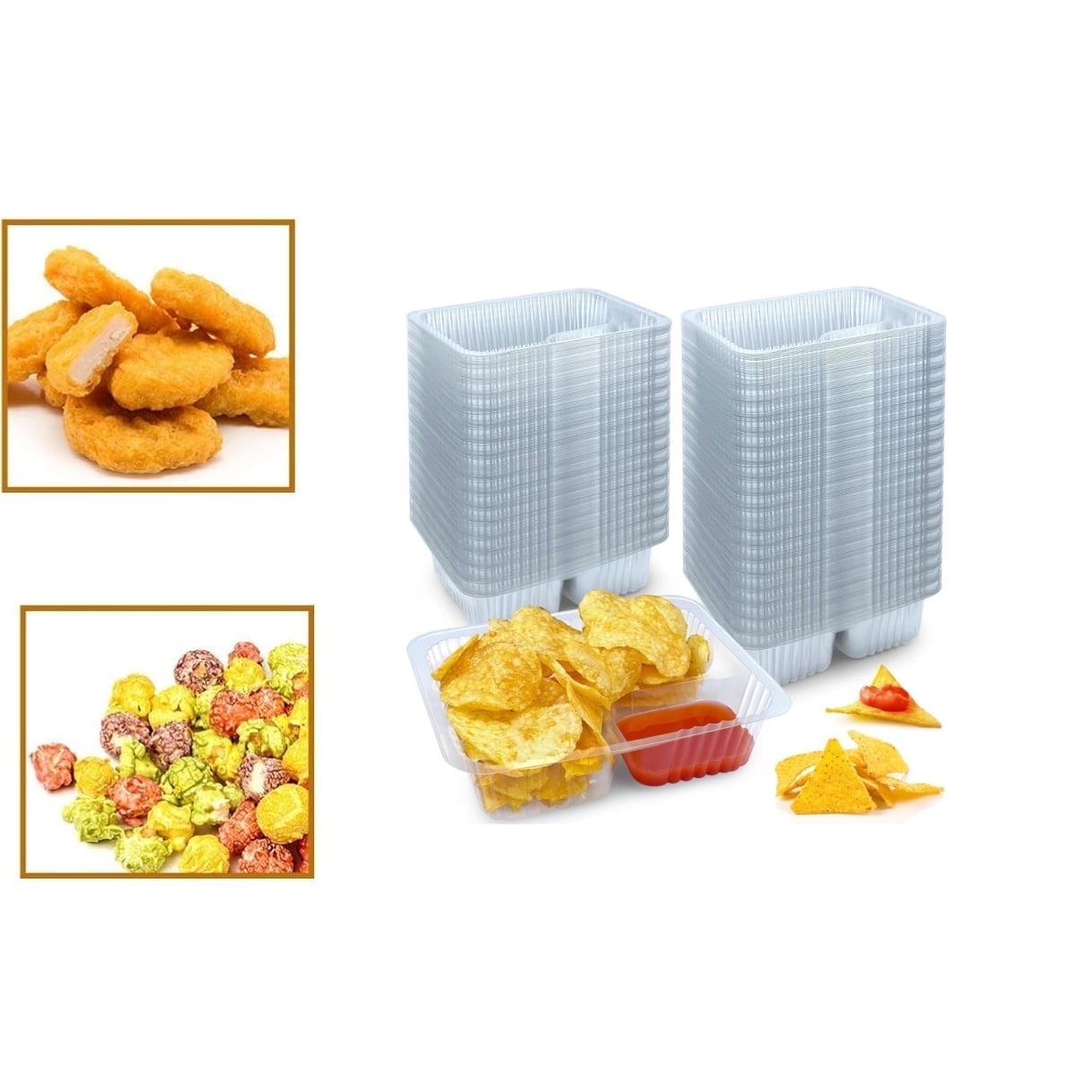Plastic Nacho Trays,6.3x5.1x1.6In Disposable Food Serving Container, 2 ...
