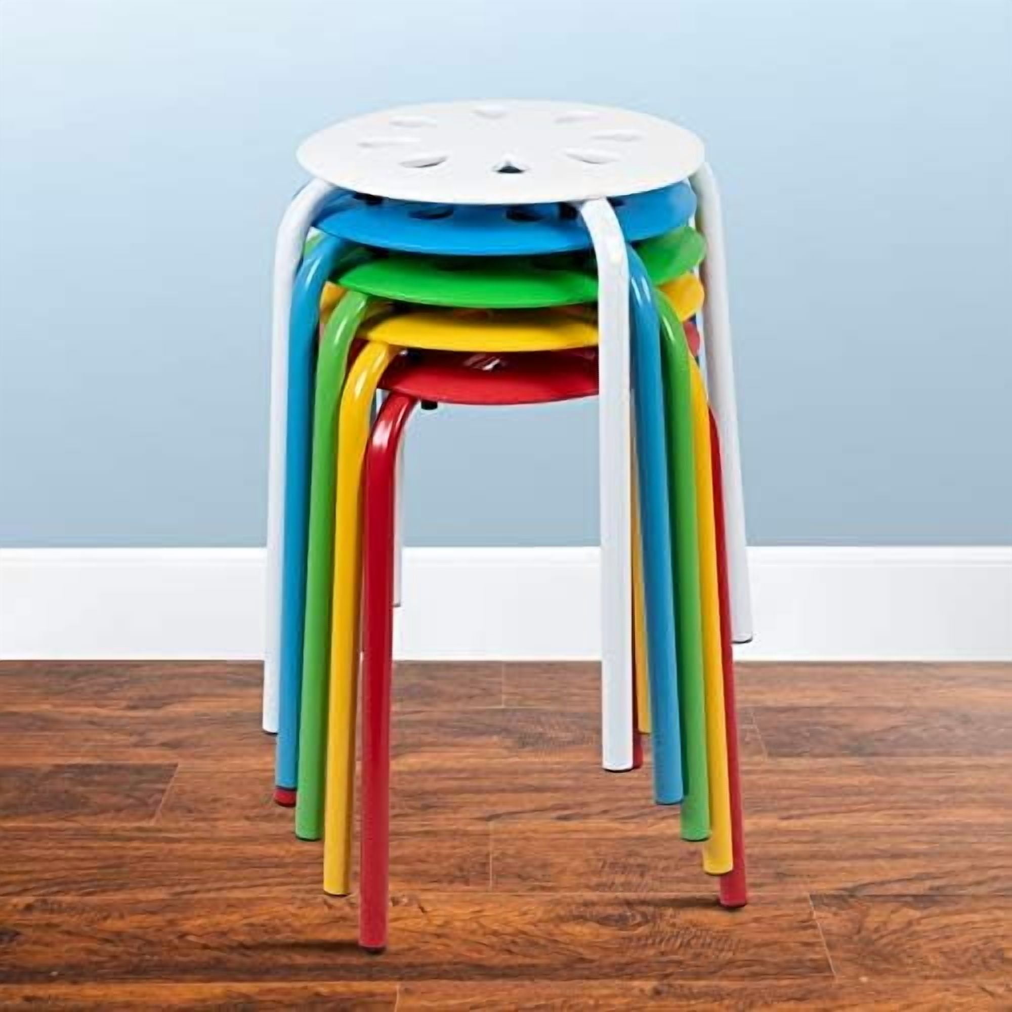 Plastic Nesting Stack Stools, 17.5" Height, Assorted Colors (5 Pack) - Walmart.com