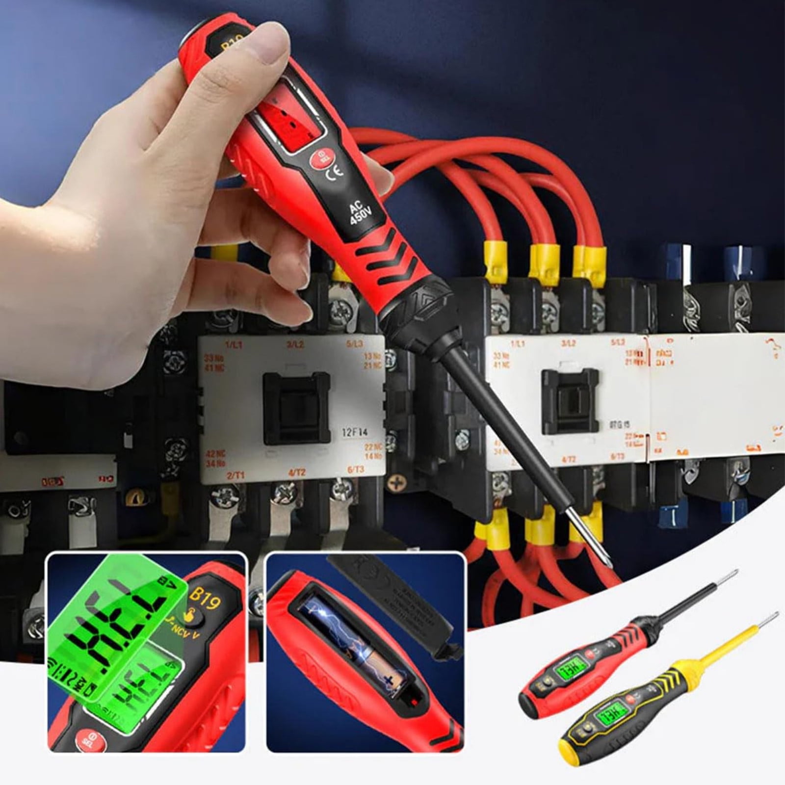Plastic Non Contact Voltage Tester Flat Head Red Smart 24mm ...