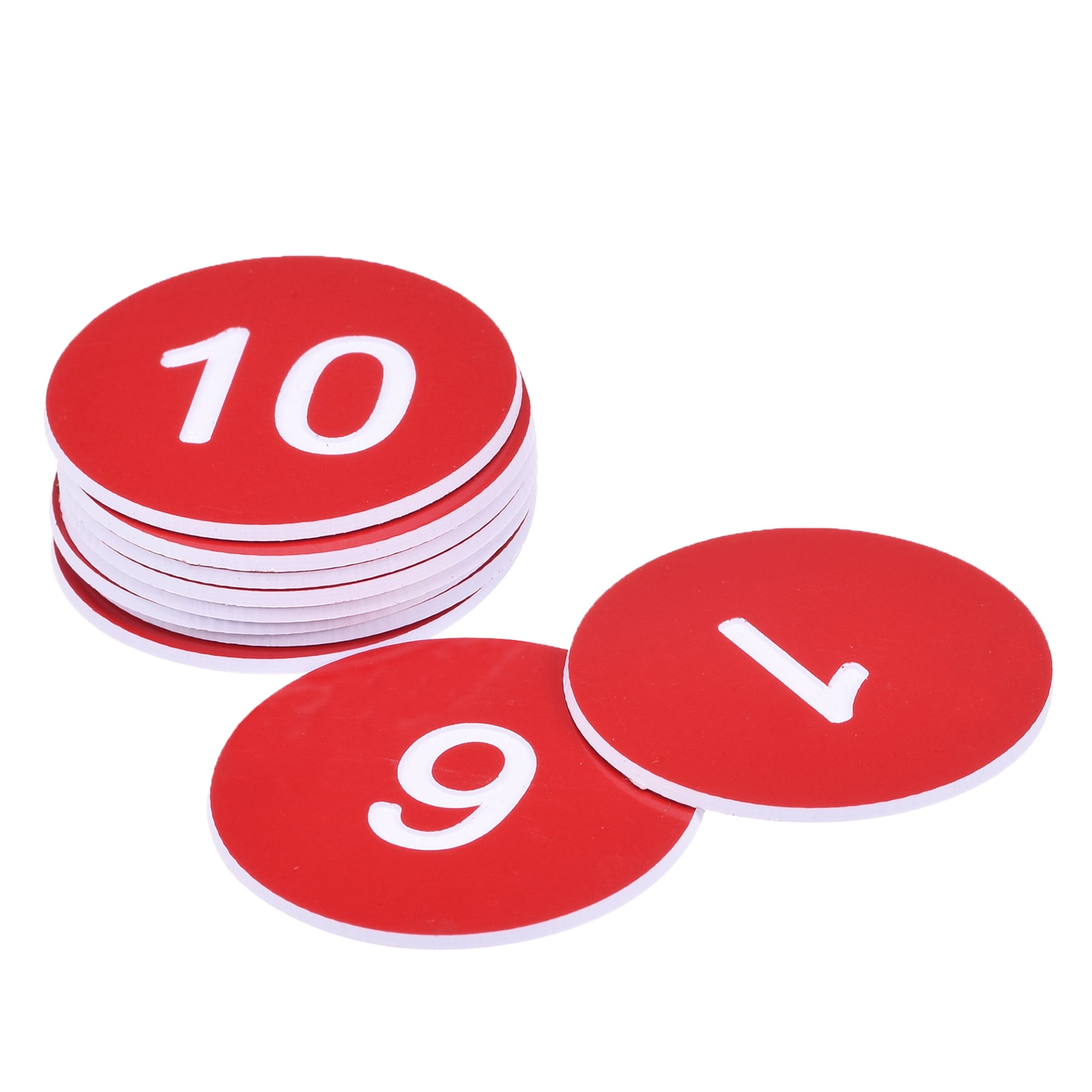 Plastic Number Tag, 1-10 Digital Tags Sign Tag Acrylic Engraved Red ...