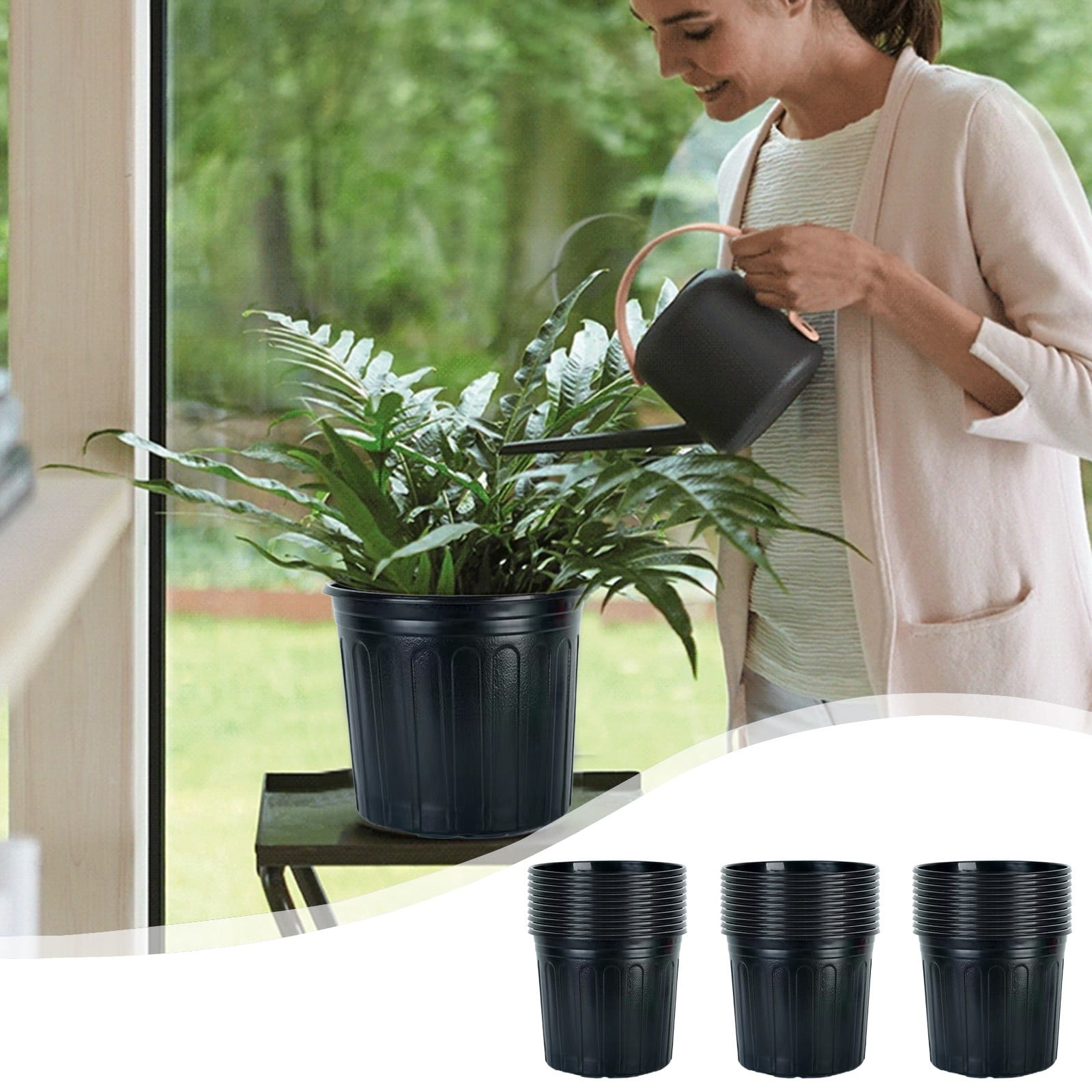 Plastic Nursery Flower Pots with Drainage Holes | 40 Pack Black ...