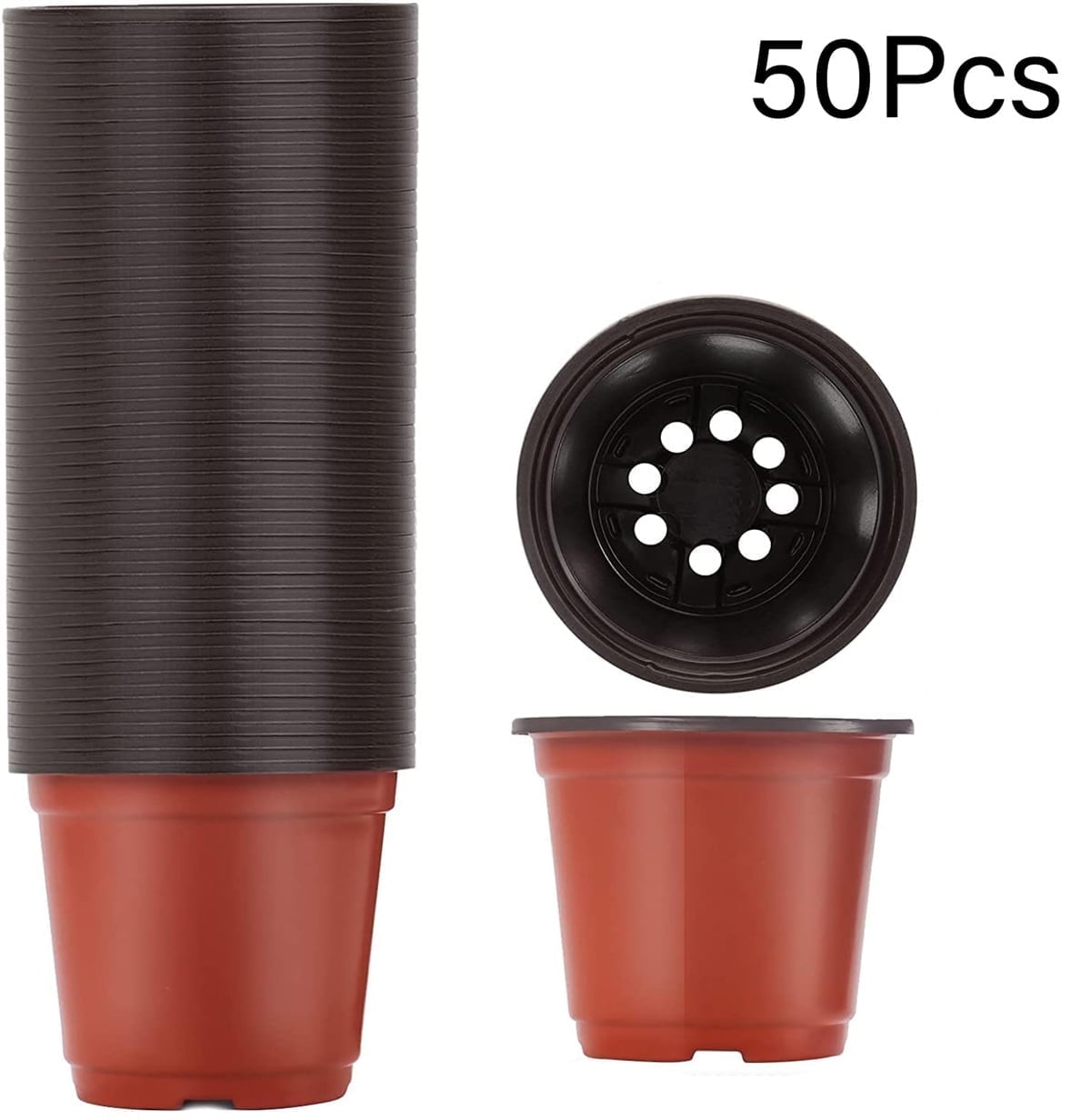 Plastic Nursery Plant Pots,Bexikou 50Pcs 4 inch Mini Flower Seedling ...