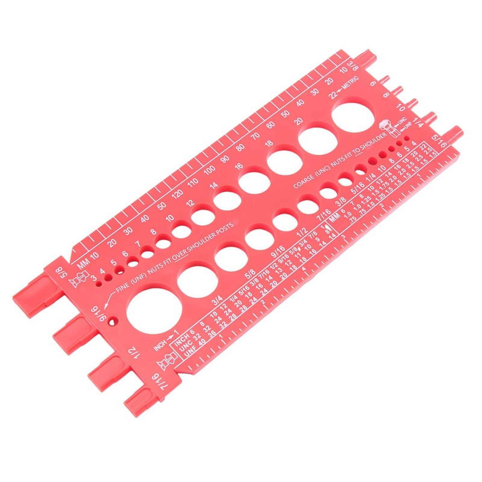 Plastic Nut Bolt Thread Gauge Nut, & Screw Measuring Size Pitch, Red ...