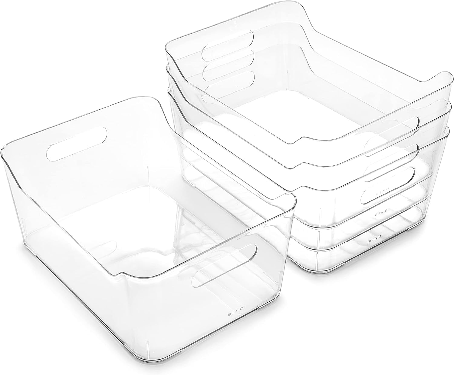 Plastic Organizer Bins, Large - 4 Pack | Multi-Use | Pantry & Freezer ...
