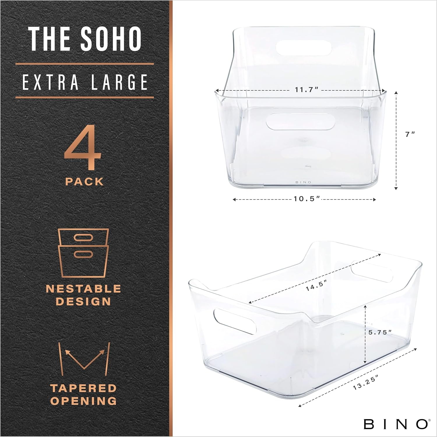 | Plastic Organizer Bins, X-Large - 4 Pack | The SOHO Collection ...
