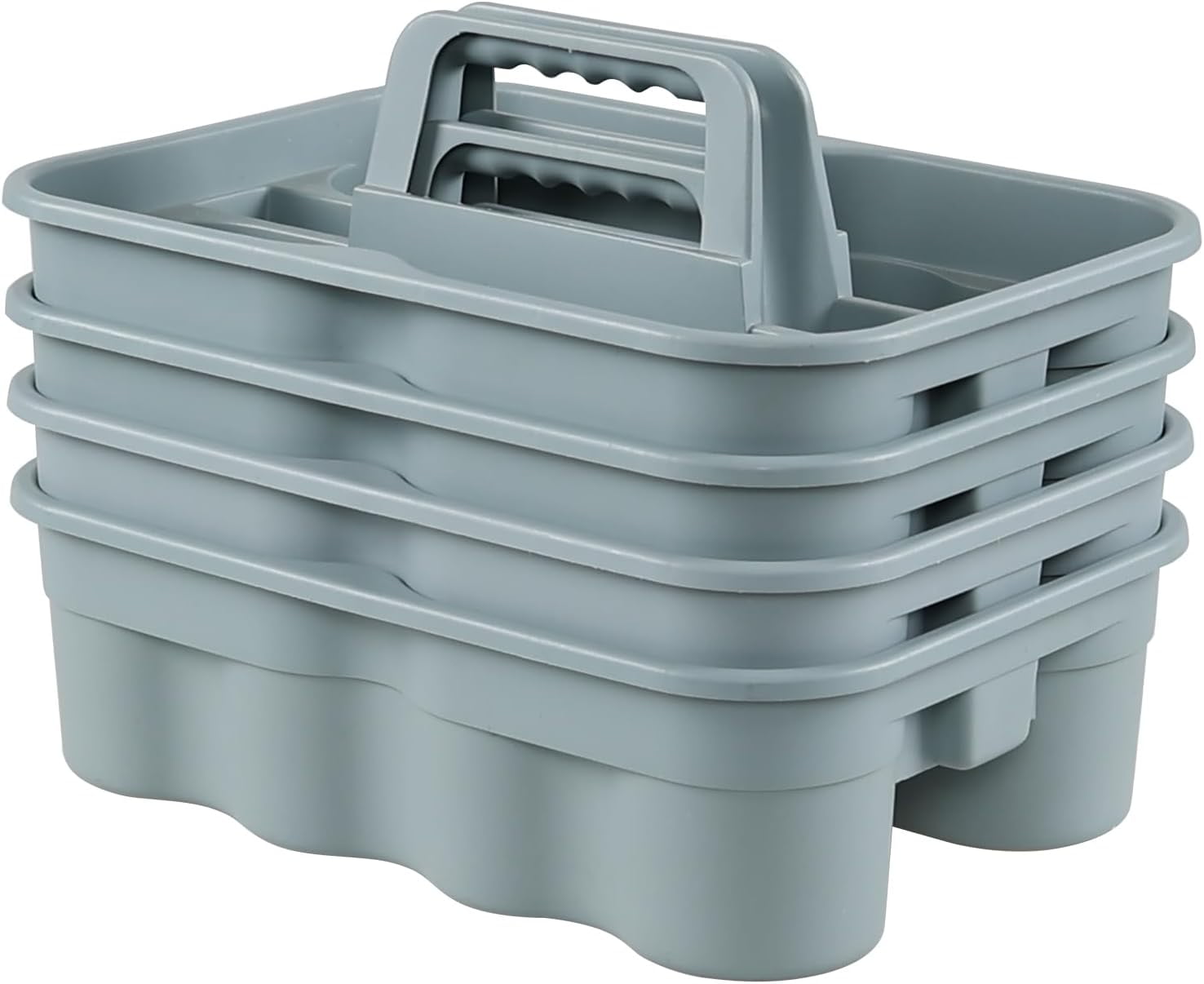 Plastic Organizer Caddy, Carry Caddy with Handle, Gray, 4 Packs ...