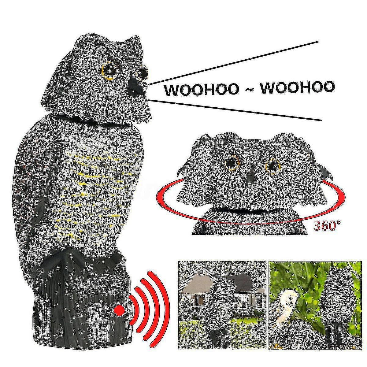 Plastic Owl Scarecrow With Rotating Head And Sound - Realistic Bird ...