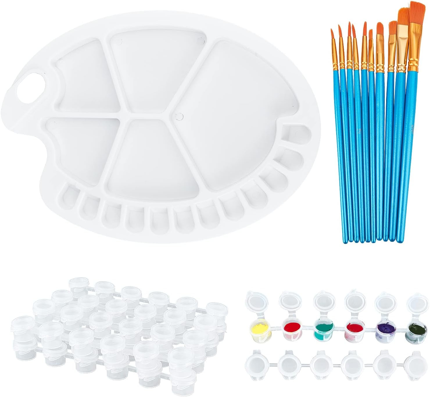 Plastic Paint Palettes with Thumb Hole 3ml 6 box Plastic Empty Paint ...