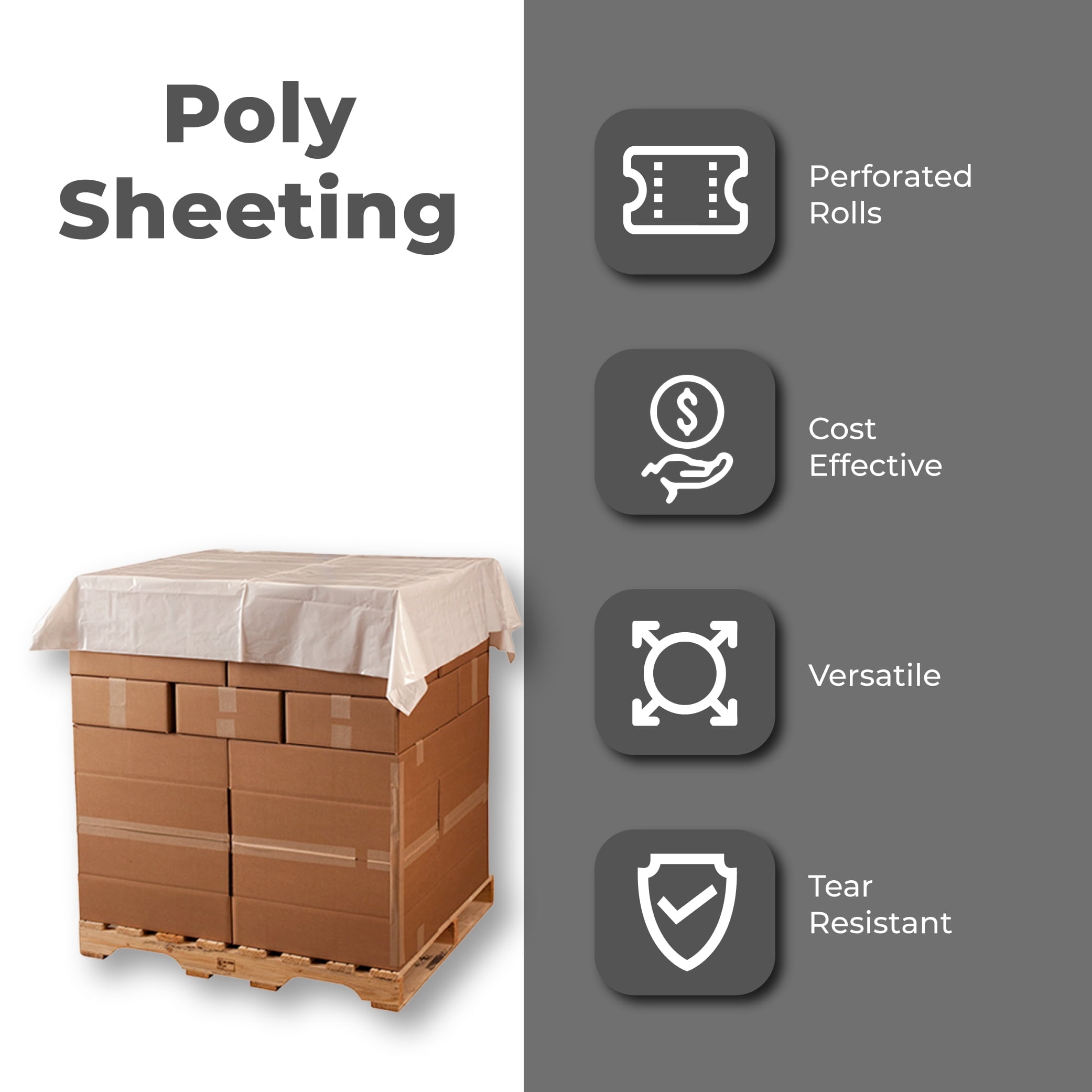 60 x 60 White Poly Sheeting, Pallet Top Sheets 2 Mil 175/Roll - Walmart.com
