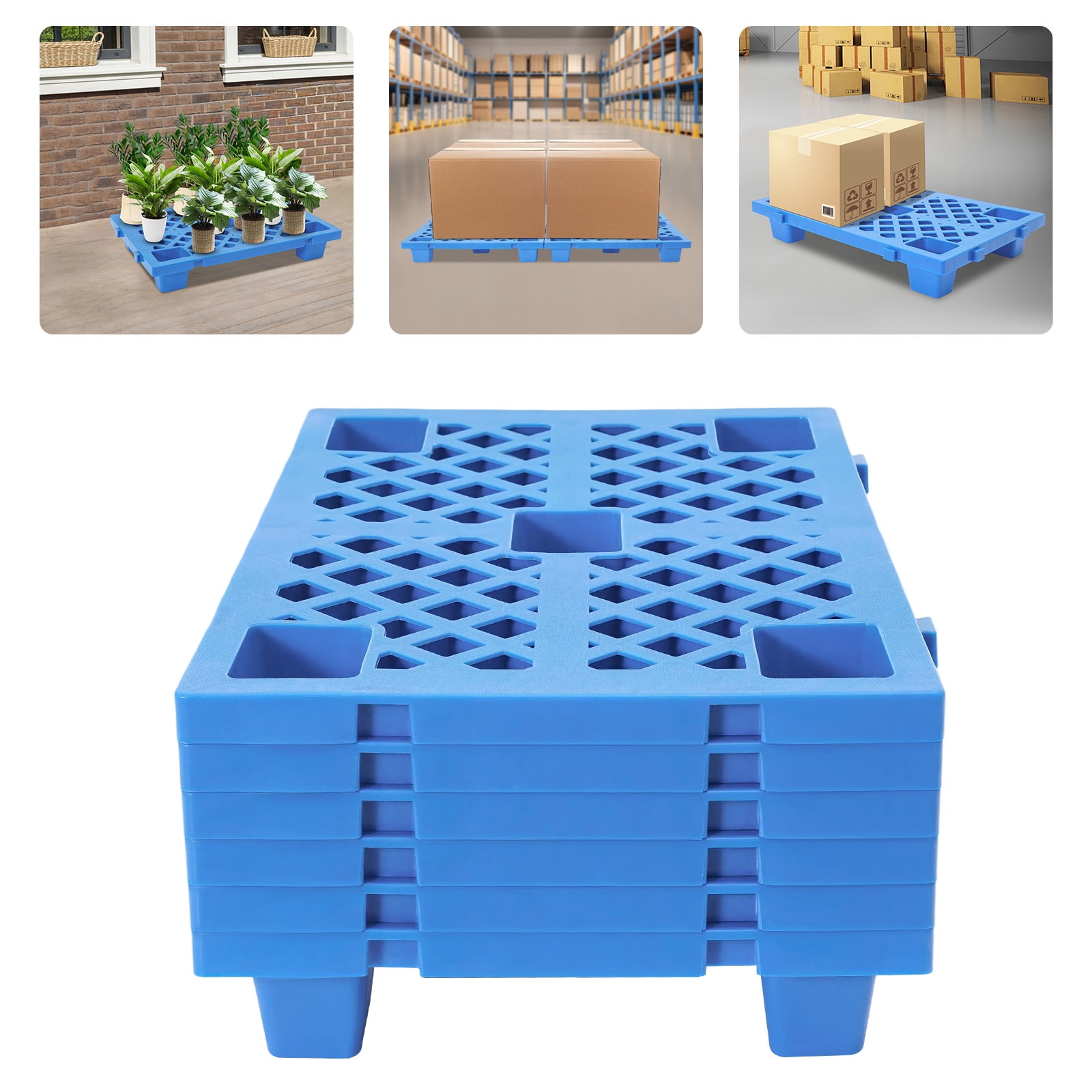 Plastic Pallets, 6 Pcs Interlocking Storage Pallets Blue - Walmart.com