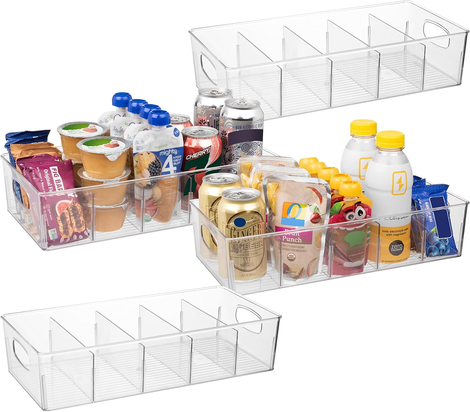 Plastic Pantry Organizers and Storage Bins with Removable Dividers ...