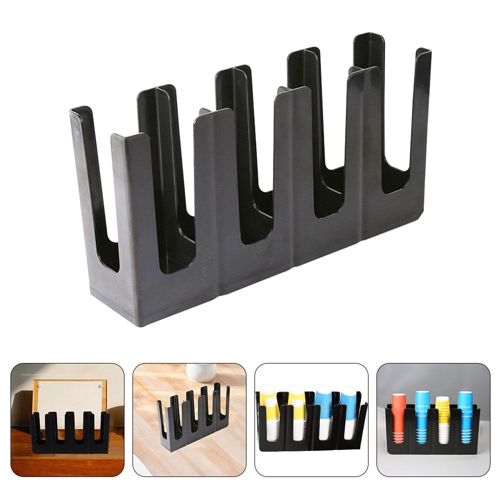 Black Plastic Cup Holder for Home and Office Use, Disposable Cup Rack ...