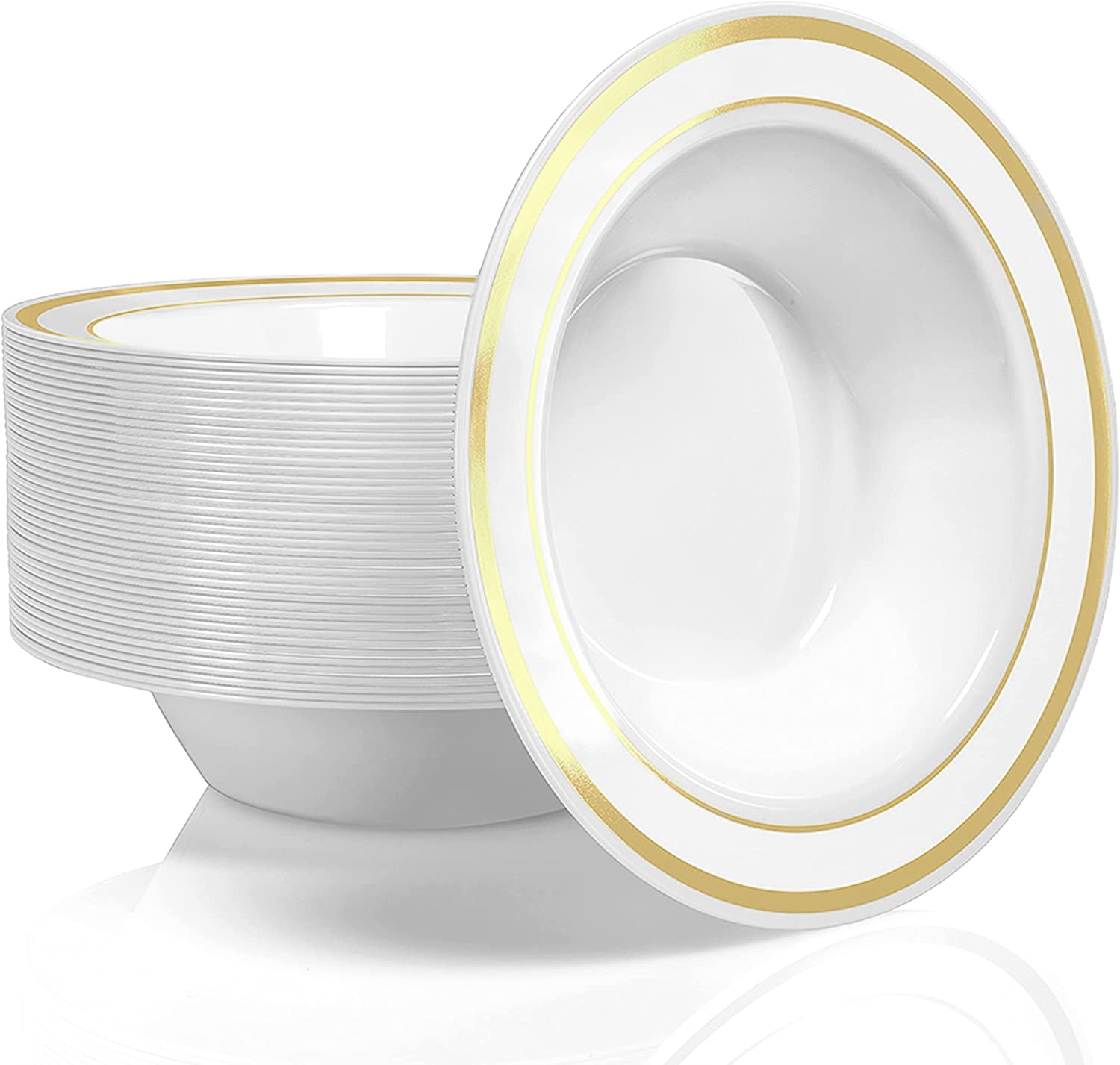 Plastic Party Bowls (50 Pack) 12 Oz Elegant Disposable Dinnerware ...