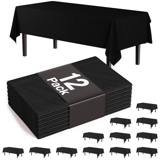 Plastic Party Tablecloths, 12 Pack Disposable Table Cloth for Rectangle ...
