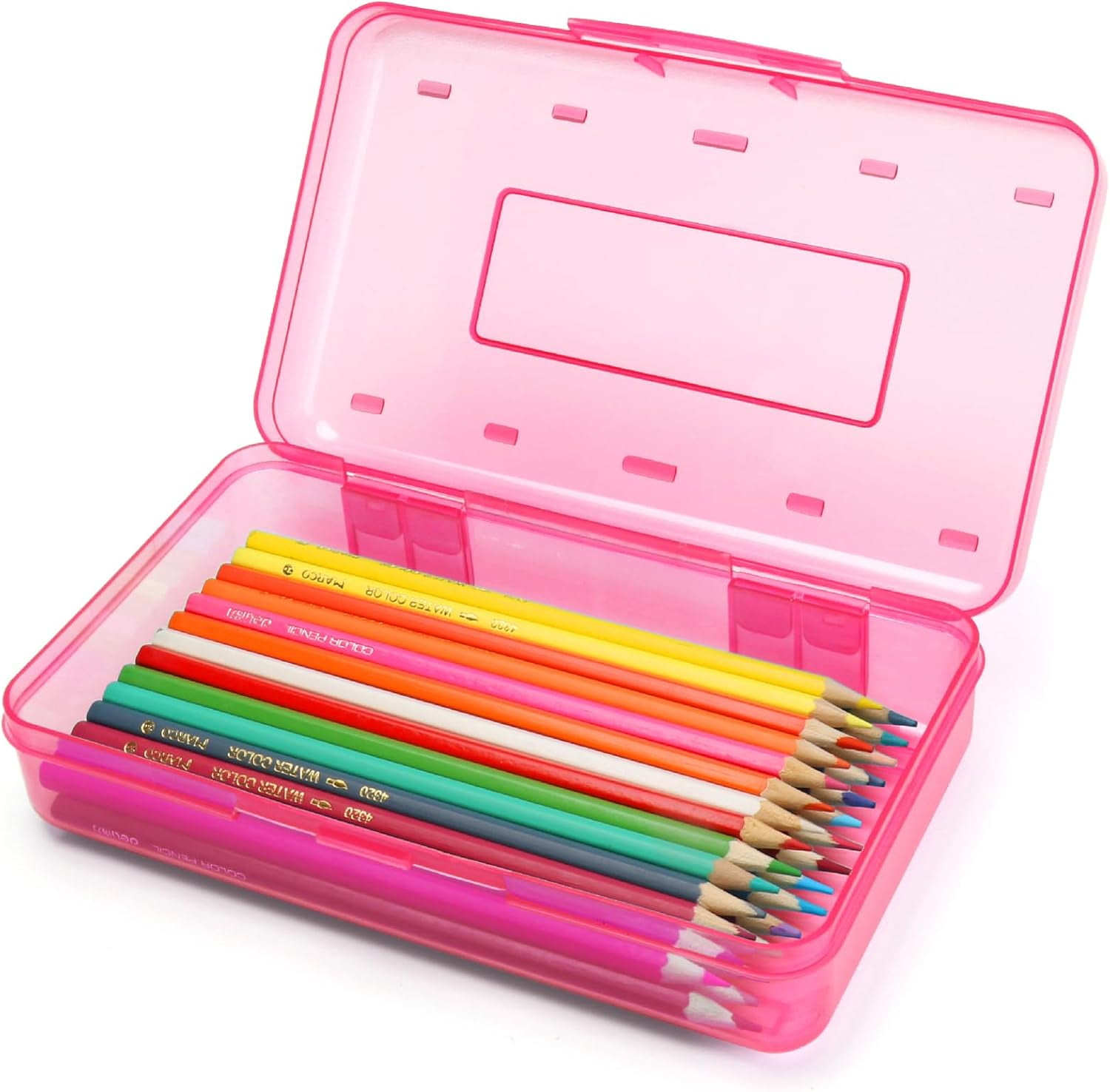 Plastic Pencil Box, Large Capacity Clear Pencil Case, 1 Pack Hard ...