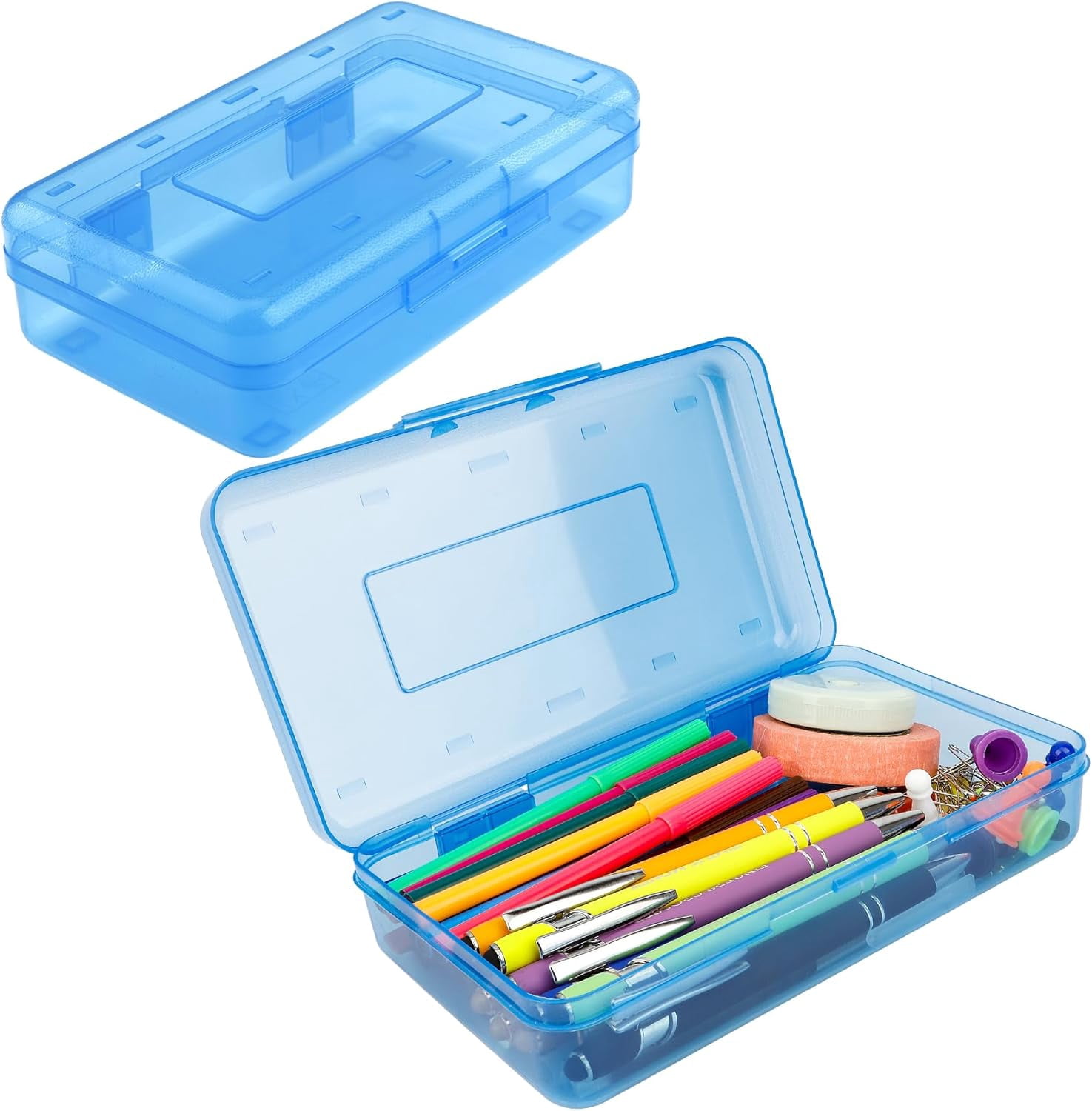Plastic Pencil Box, Large Hard Pencil Case Organizer, Clear Plastic ...