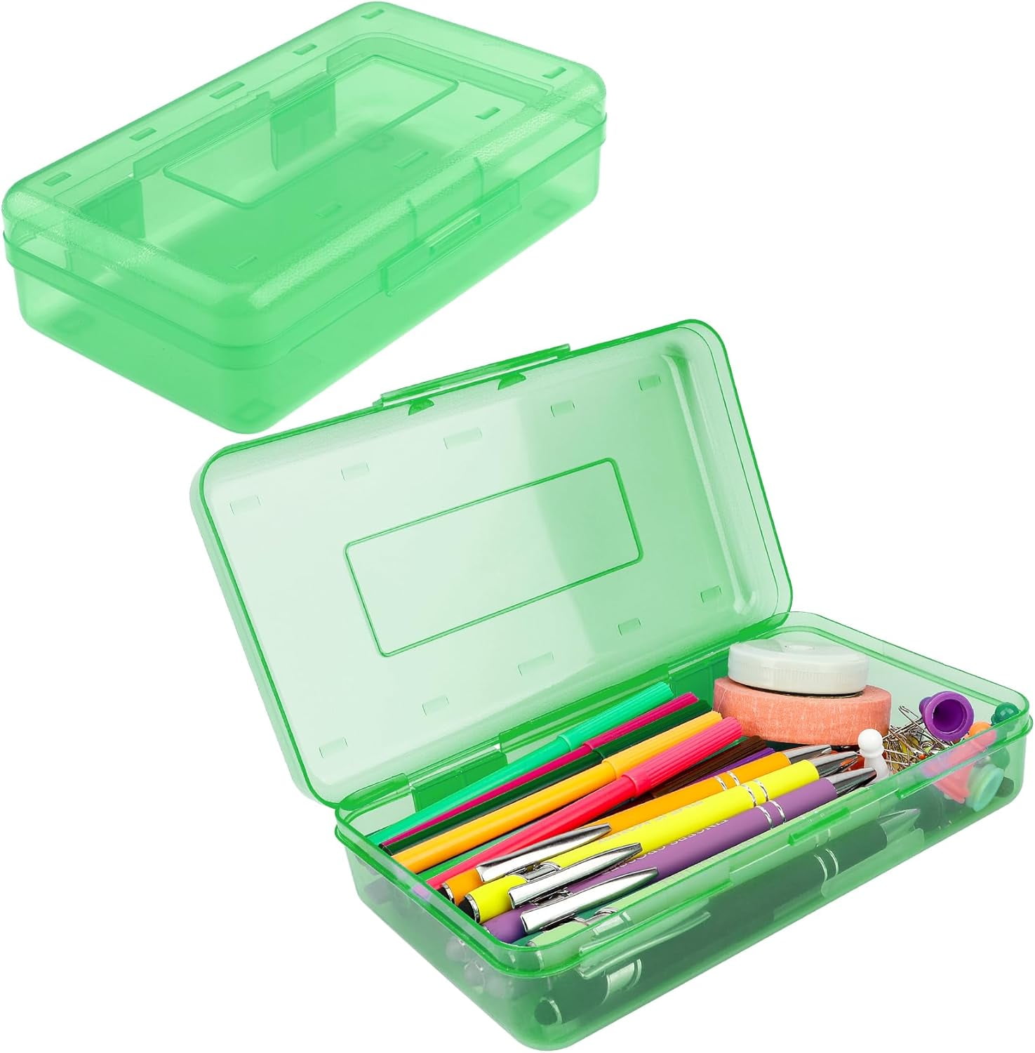 Plastic Pencil Box, Large Hard Pencil Case Organizer, Clear Plastic ...