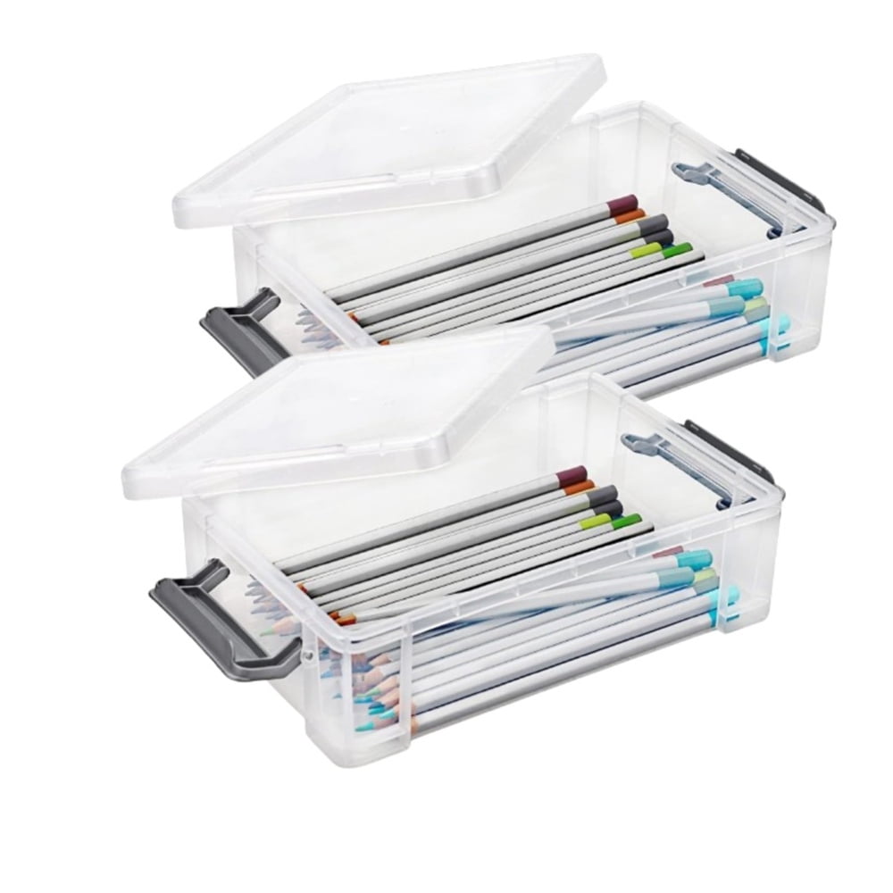 Plastic Pencil Storage Box,Clear Stationery Organizer for Pens,Erasers ...
