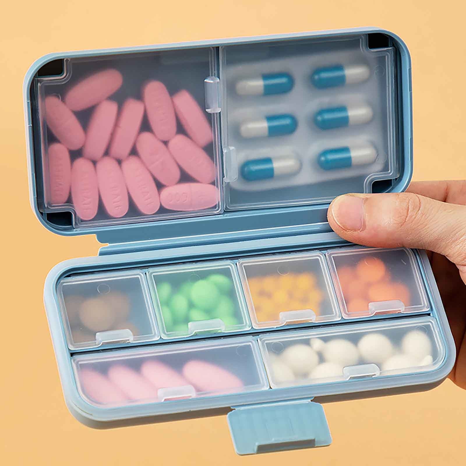 Plastic Pill Divider Cutter Box Portable Medication Organizer 13x6.6x3 ...