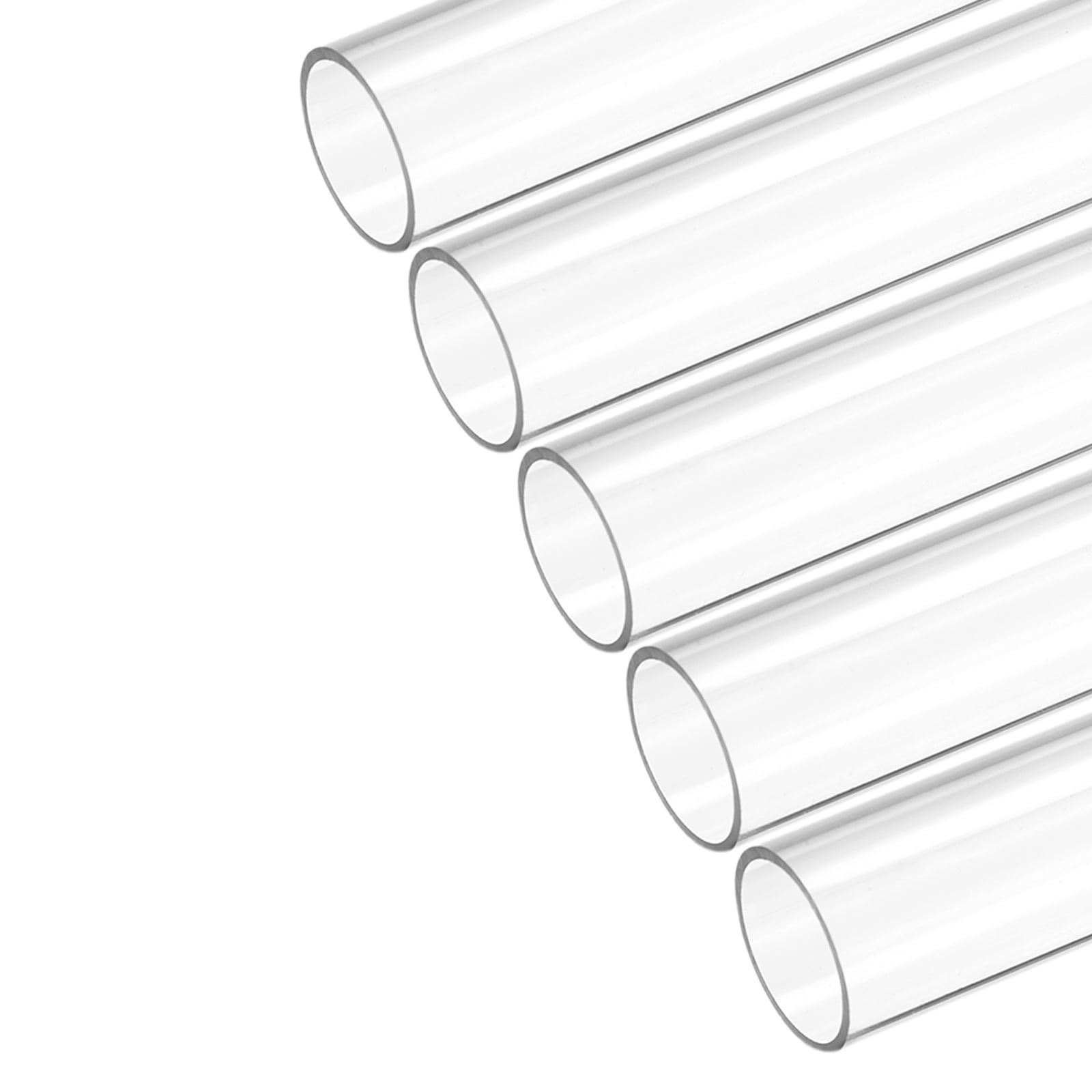 Uxcell Plastic Pipe Rigid Round Tube Clear 0.86" ID x 1" OD x 14" High ...
