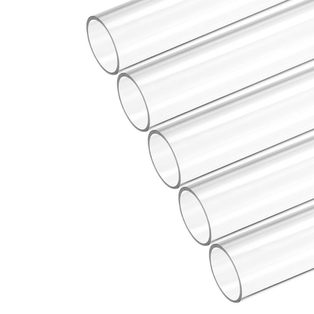 Pack of 5 Poly Plastic Pipe Rigid Clear Tube, 0.86"(22mm) ID, 1"(25mm ...