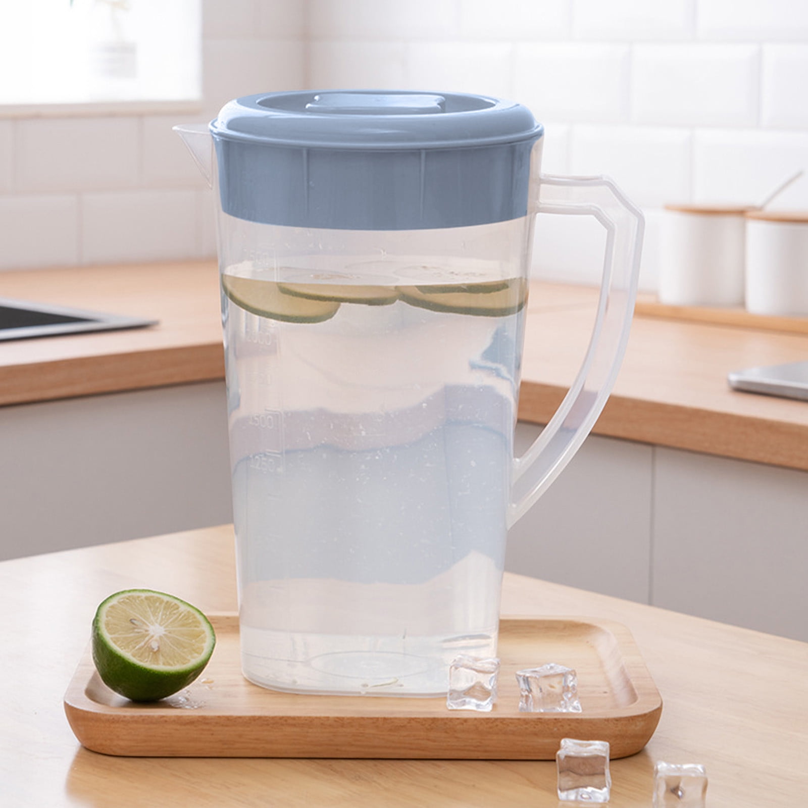 Plastic Pitcher With Lid Clear Cold Drink Jug | Iced Tea, Lemonade ...