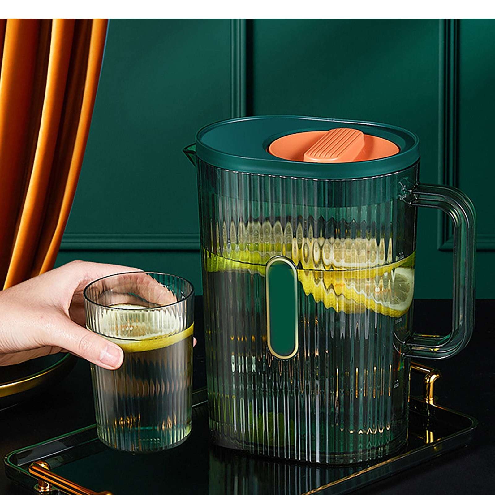 Plastic Pitcher with Lid - 2L Water Pitcher for Fridge, Ice Tea, Fruit ...