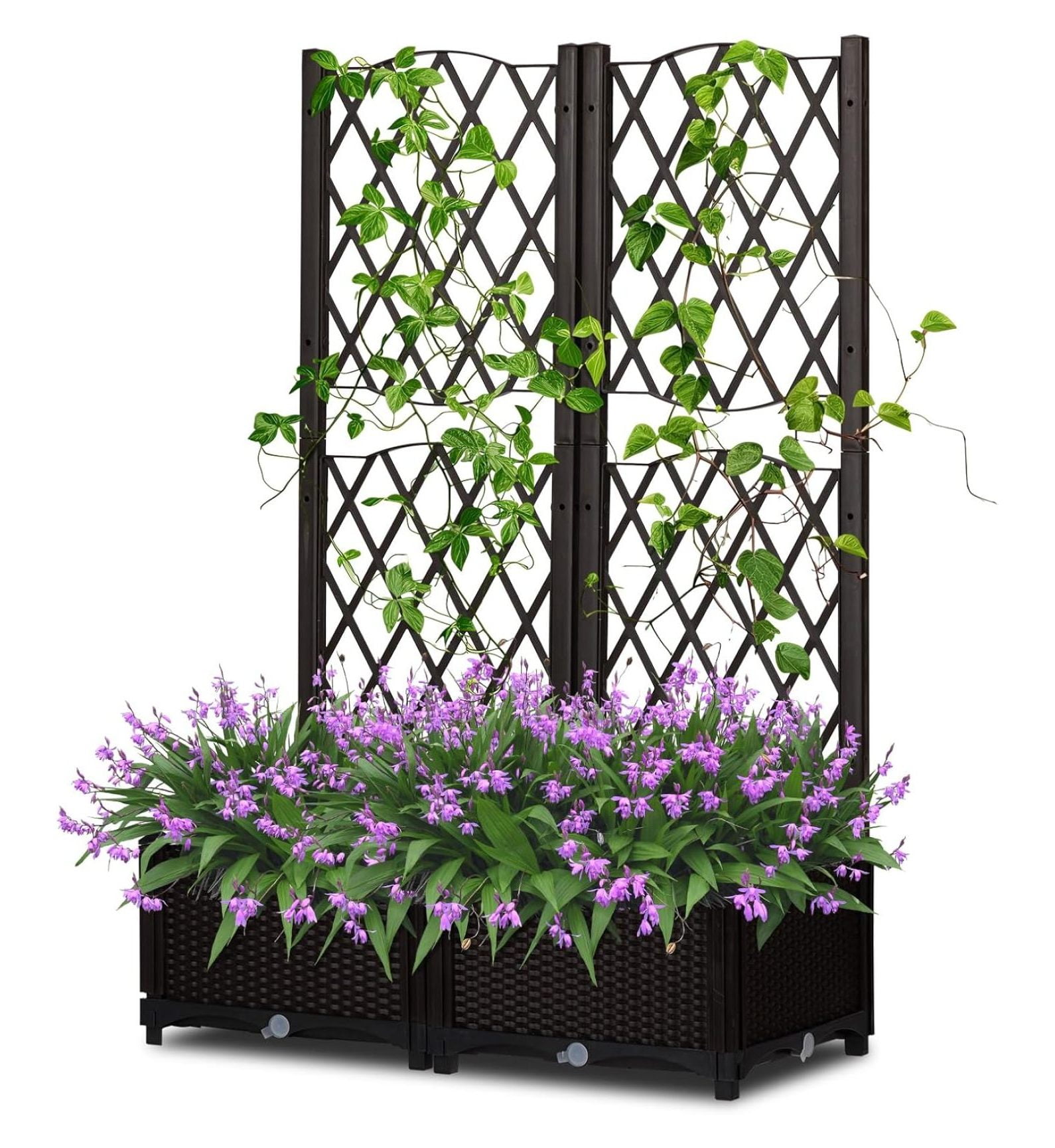 Plastic Plant Box with Trellis, Raised Garden Bed with Trellis Planter ...