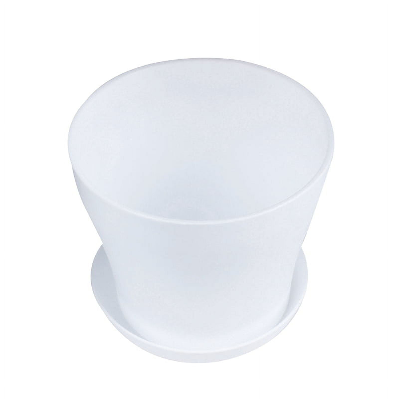 Plastic Plant Flower Pot Planter With Saucer Tray Round Gloss Home ...