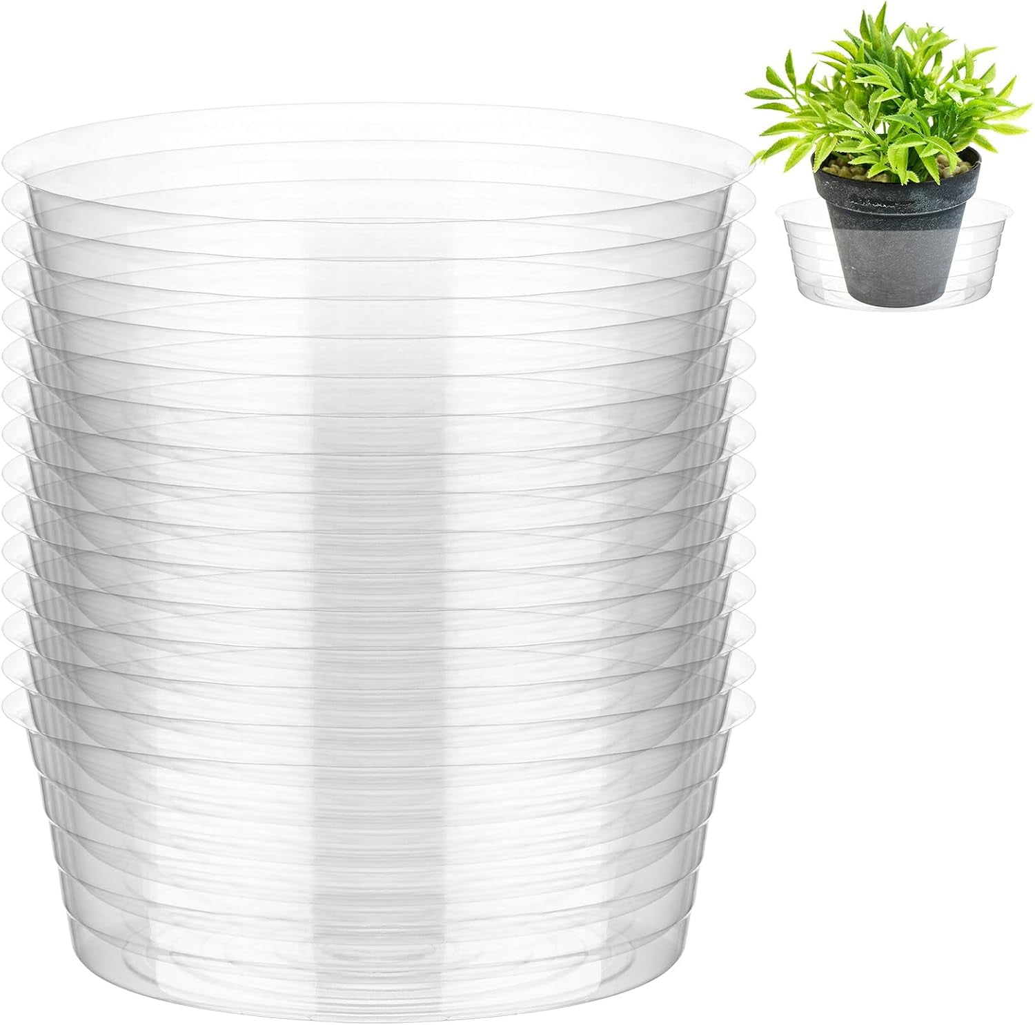 Plastic Plant Saucer Clear Deep Drip Tray Thickened Clear Plant Saucers ...