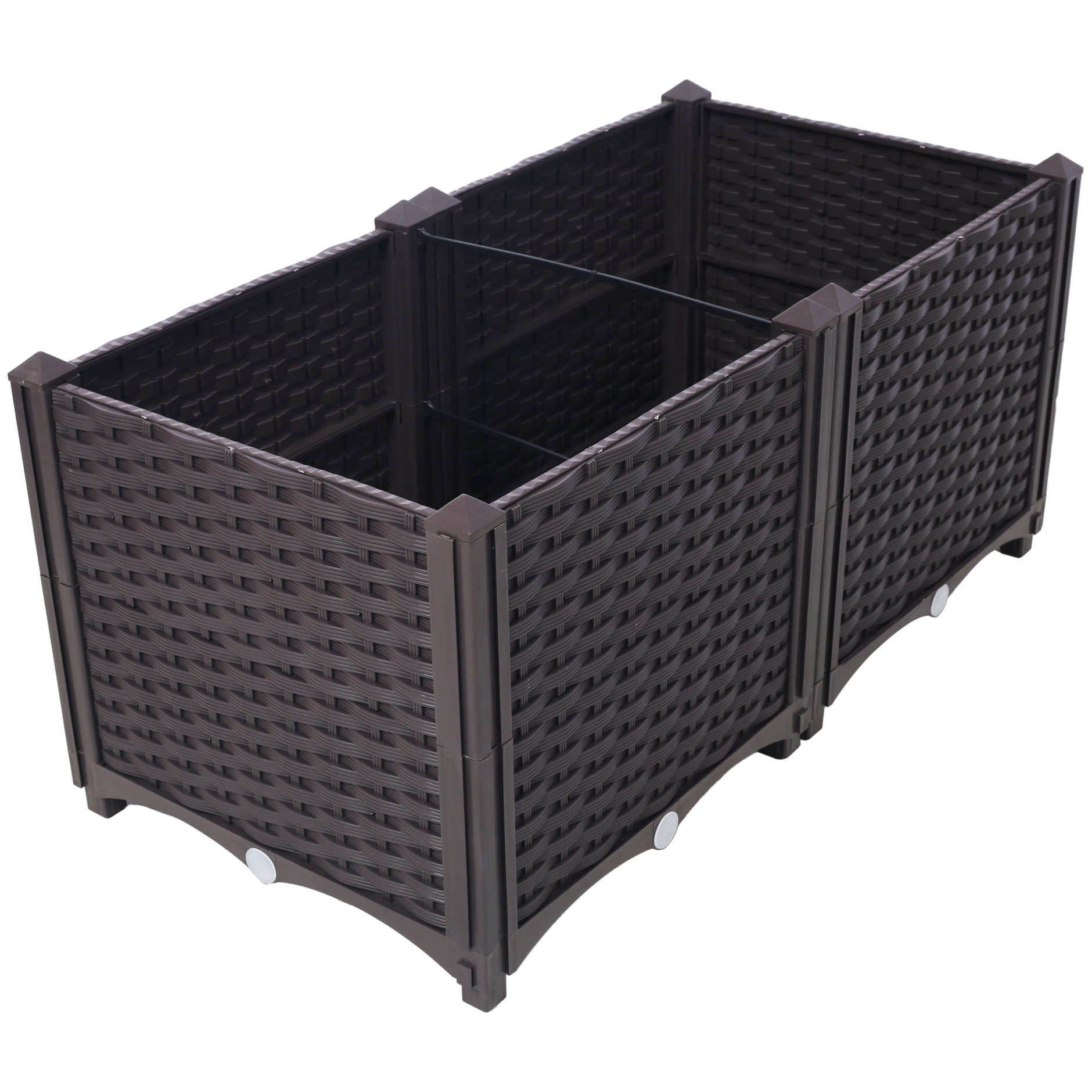 Plastic Planter Boxes, Deep Raised Garden Bed for Vegetables Flowers Herbs and Succulents, Self ...