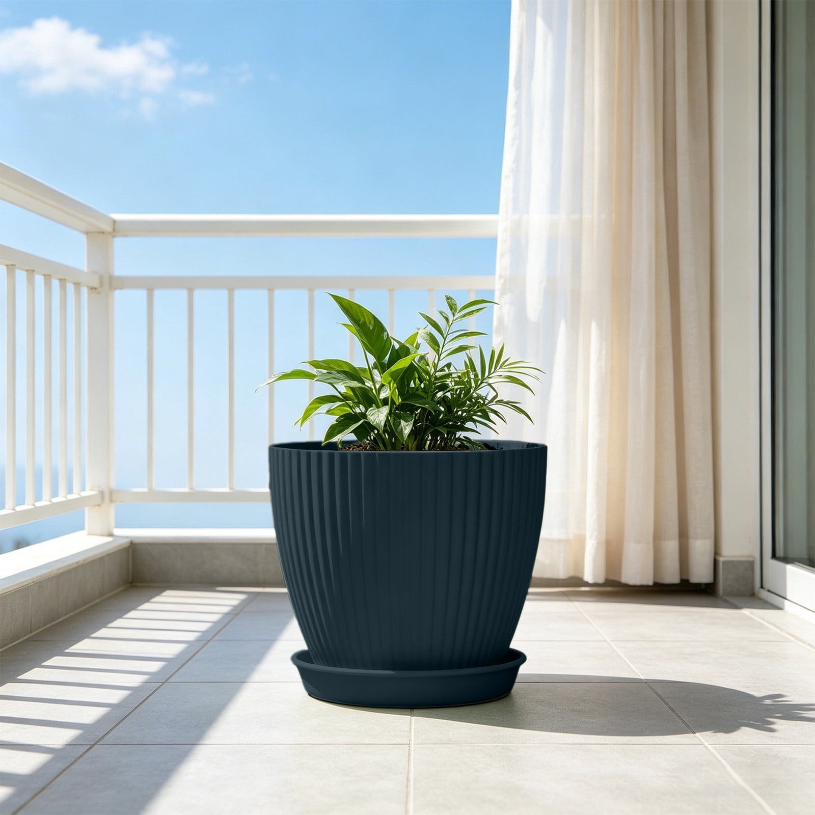Plastic Plants Pot with Drainage Tray - Thickened Flower Pot for Indoor ...