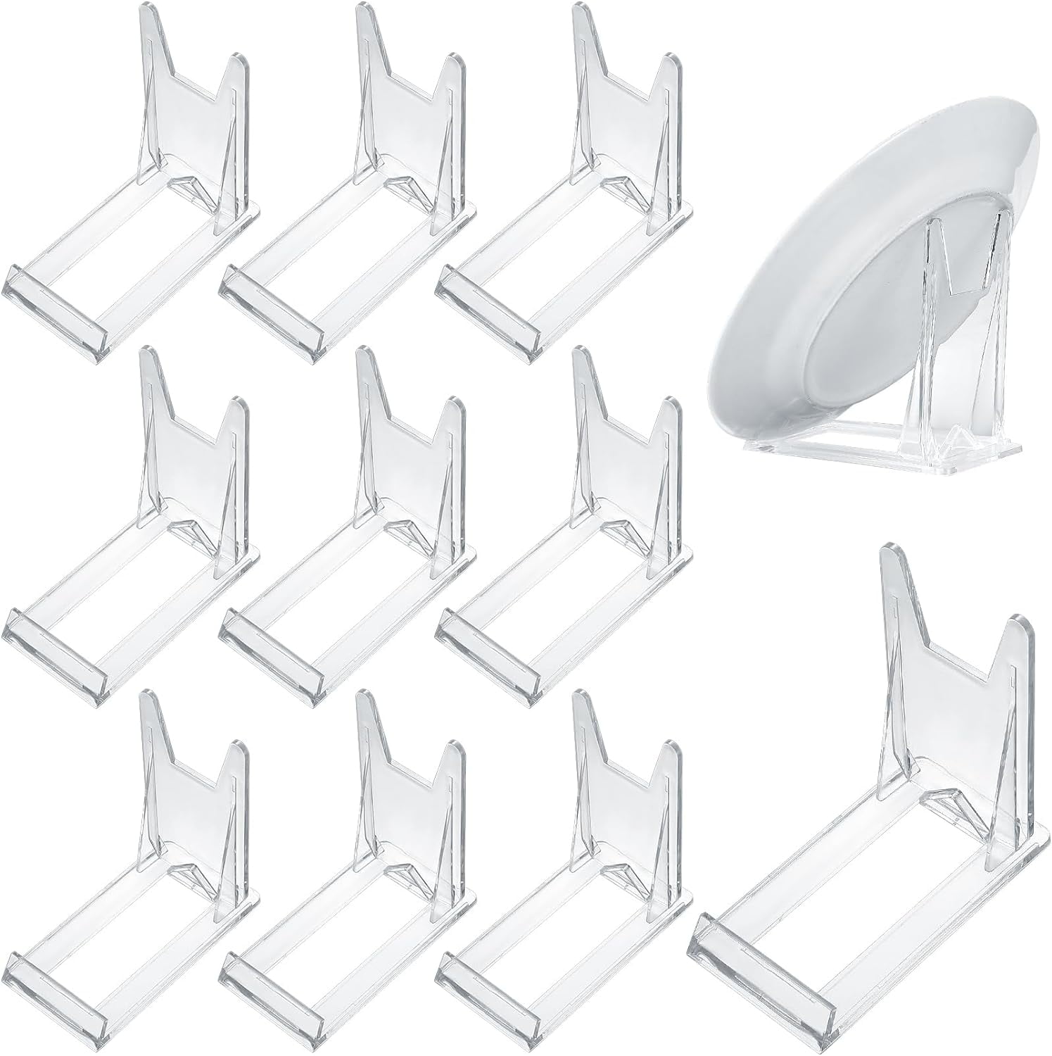 Plastic Plate Stands, Boriyuan 12 Pcs Plastic Plate Holders, Clear ...