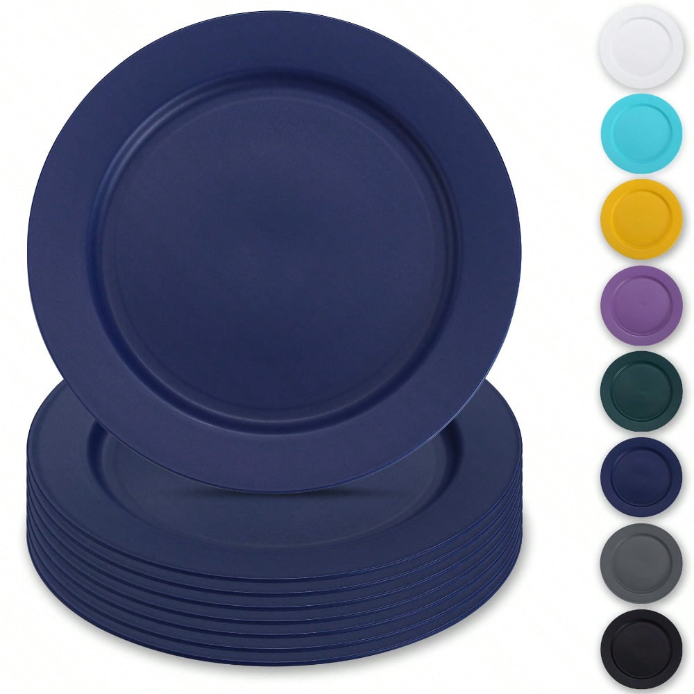 Plastic Plates Set Of 8 Pieces,10-Inch,Unbreakable Reusable Dinner ...