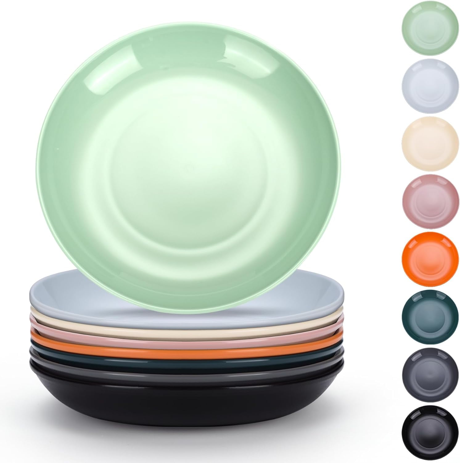 Plastic Plates Set of 8 Pieces, Dinner Plates 7.8 inch Unbreakable ...