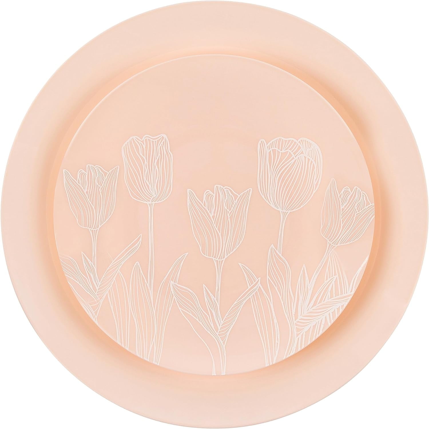 PLASTICPRO Elegant Plastic Dinner Plates Set Pink White Tulip Plastic ...