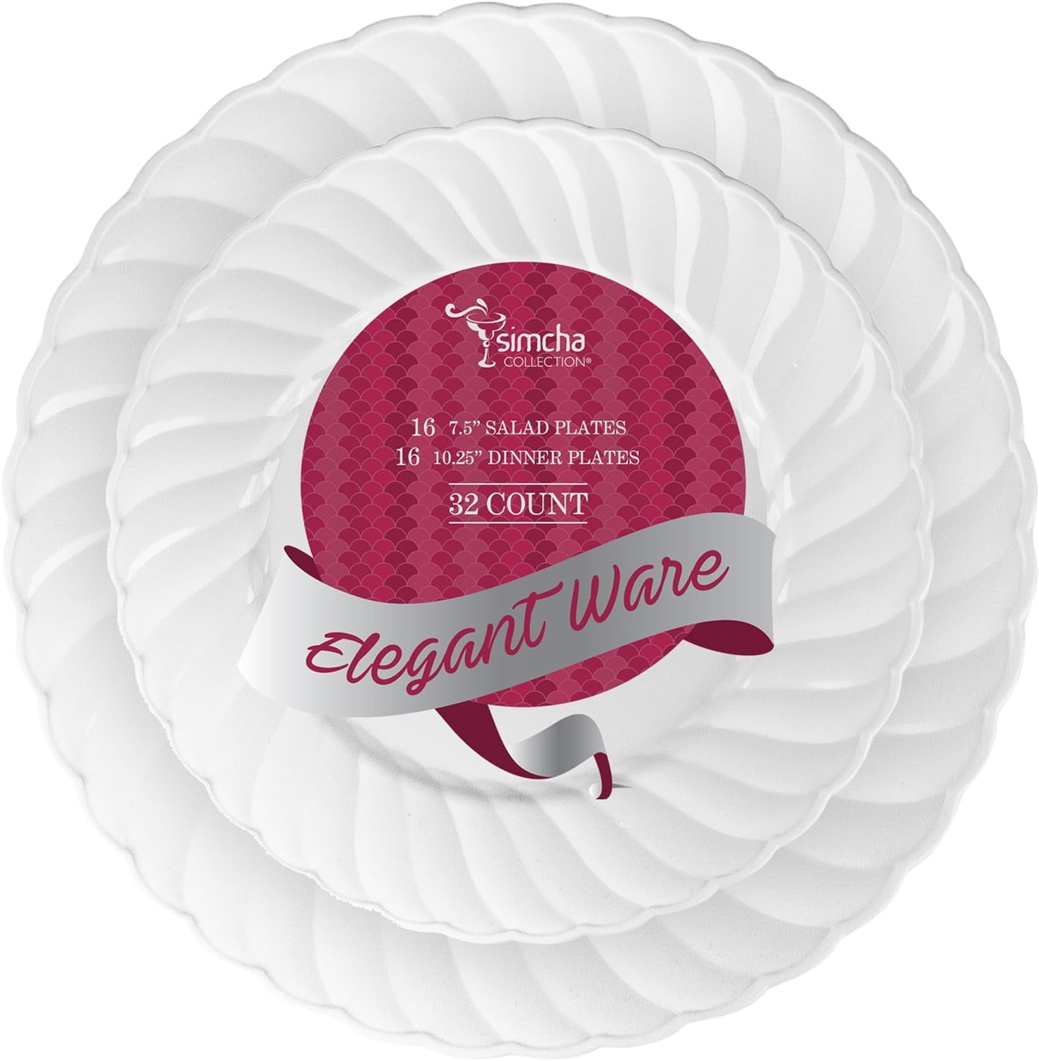 PLASTICPRO Elegant Plastic Dinner Plates White Elegantware Plastic ...