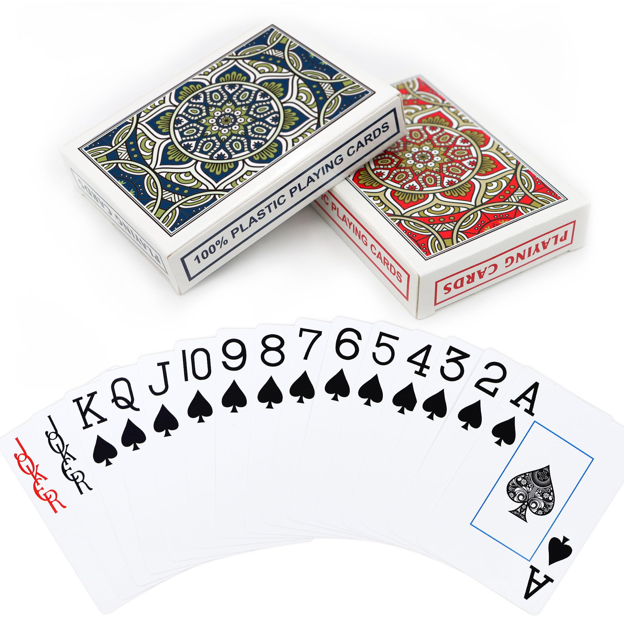 Neasyth Plastic Waterproof Playing Cards, Jumbo Index Large Print, 2 ...