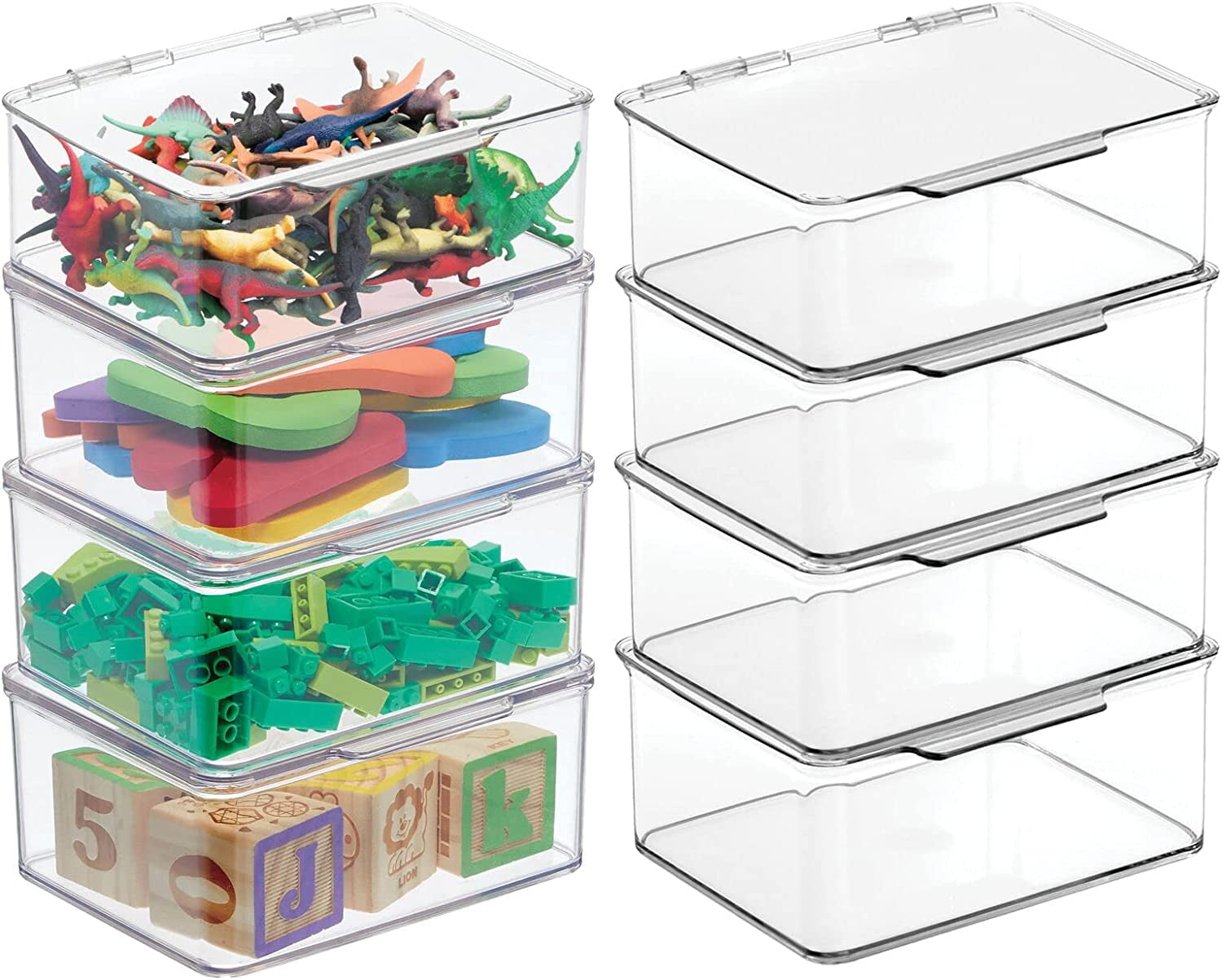 Plastic Playroom/Gaming Storage Organizer Box Containers, Hinged Lid ...