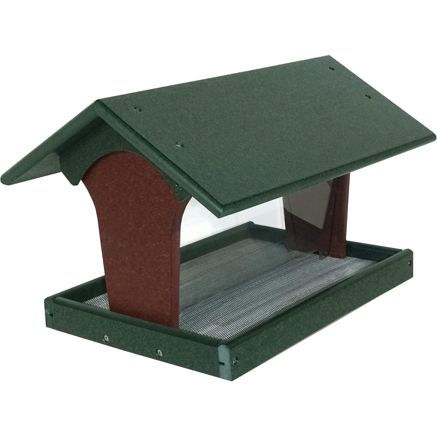 Plastic Poly Hopper Bird Feeder, Post Mount, Large Capacity Silo Bird ...