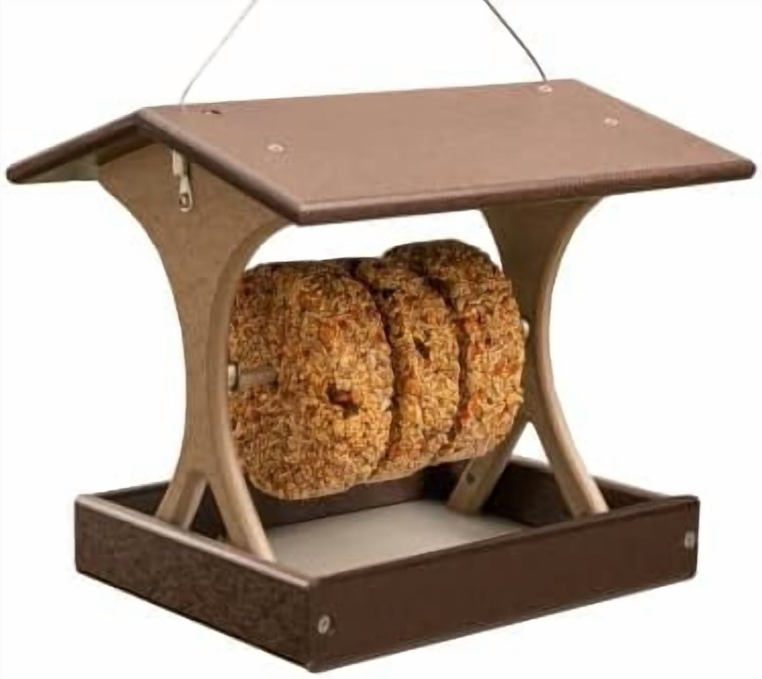 Plastic Poly Large Bird Feeder with Horizontal Suet Cake Log Cylinder ...