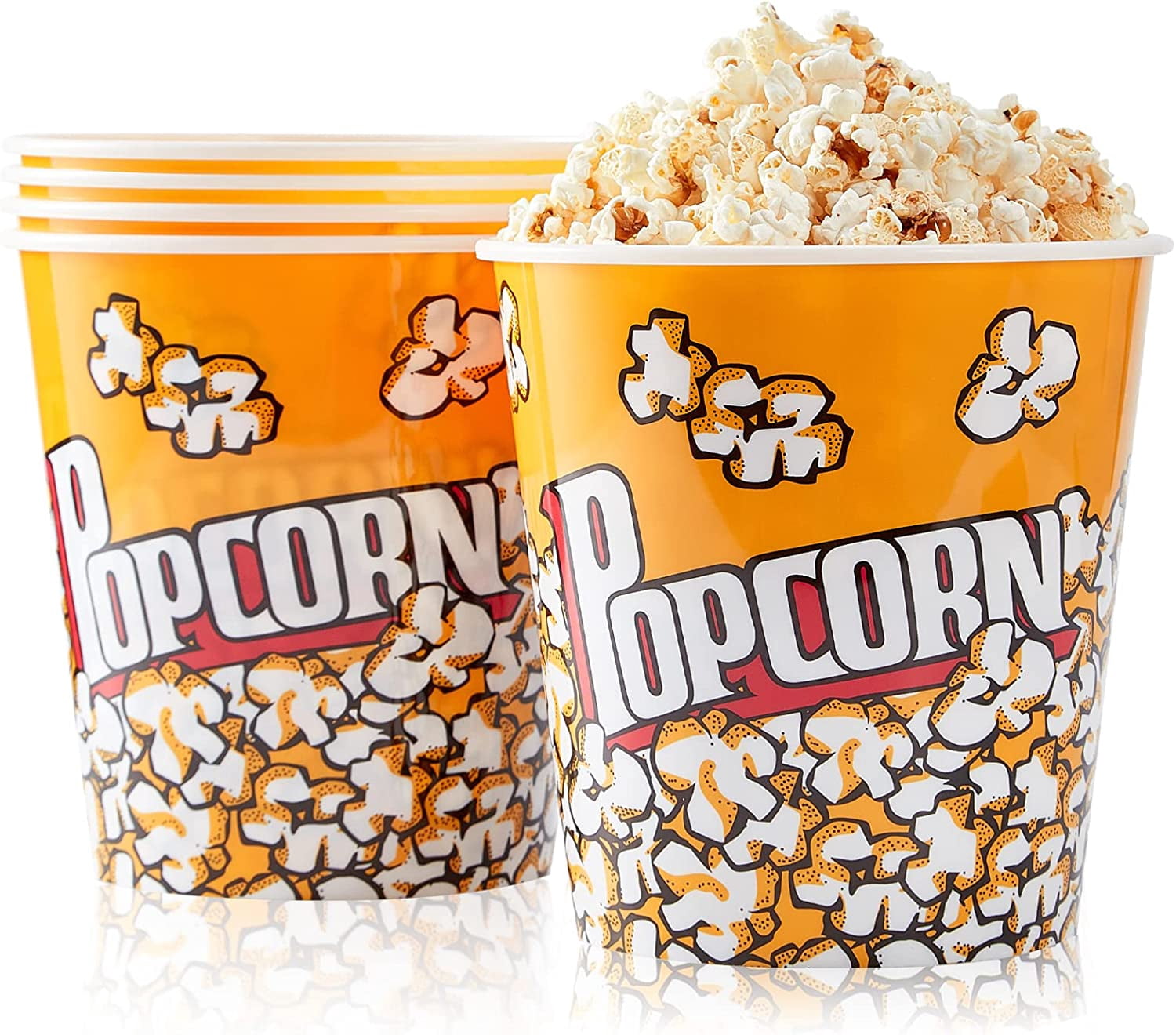 Plastic Popcorn Containers Retro Style Reusable Popcorn Buckets for ...