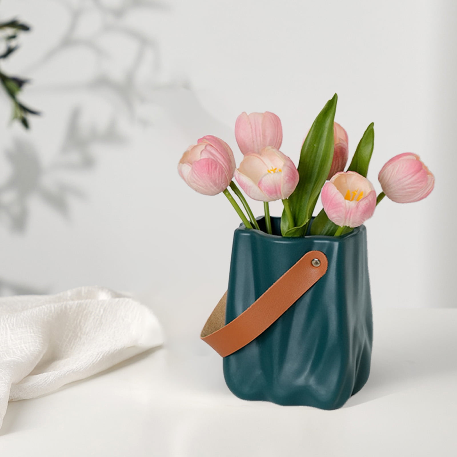 Plastic Portable Vase , 6.4 Inch for Pampas Calla Lily Tulip, Flower ...