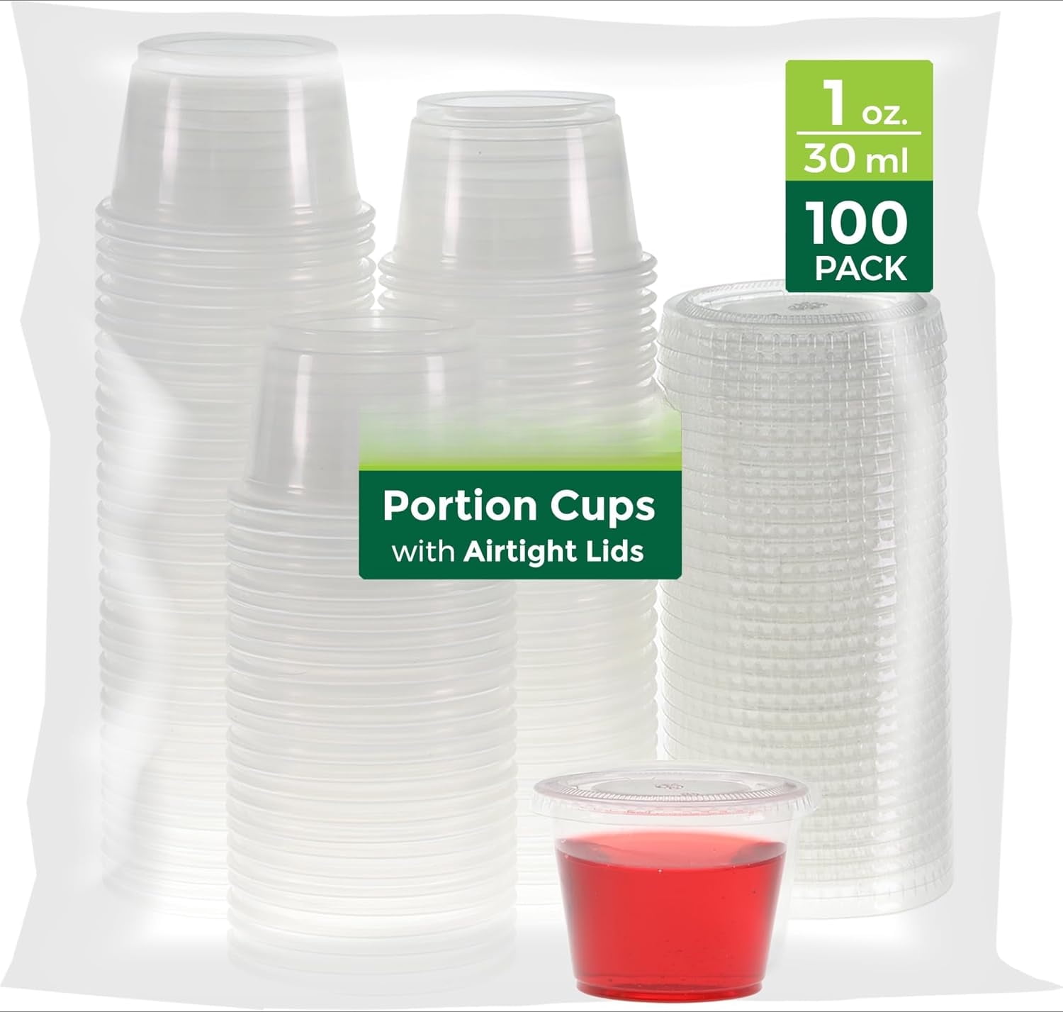 Plastic Portion Cups with Lids [2 Ounce, 100 Sets] Disposable Plastic ...