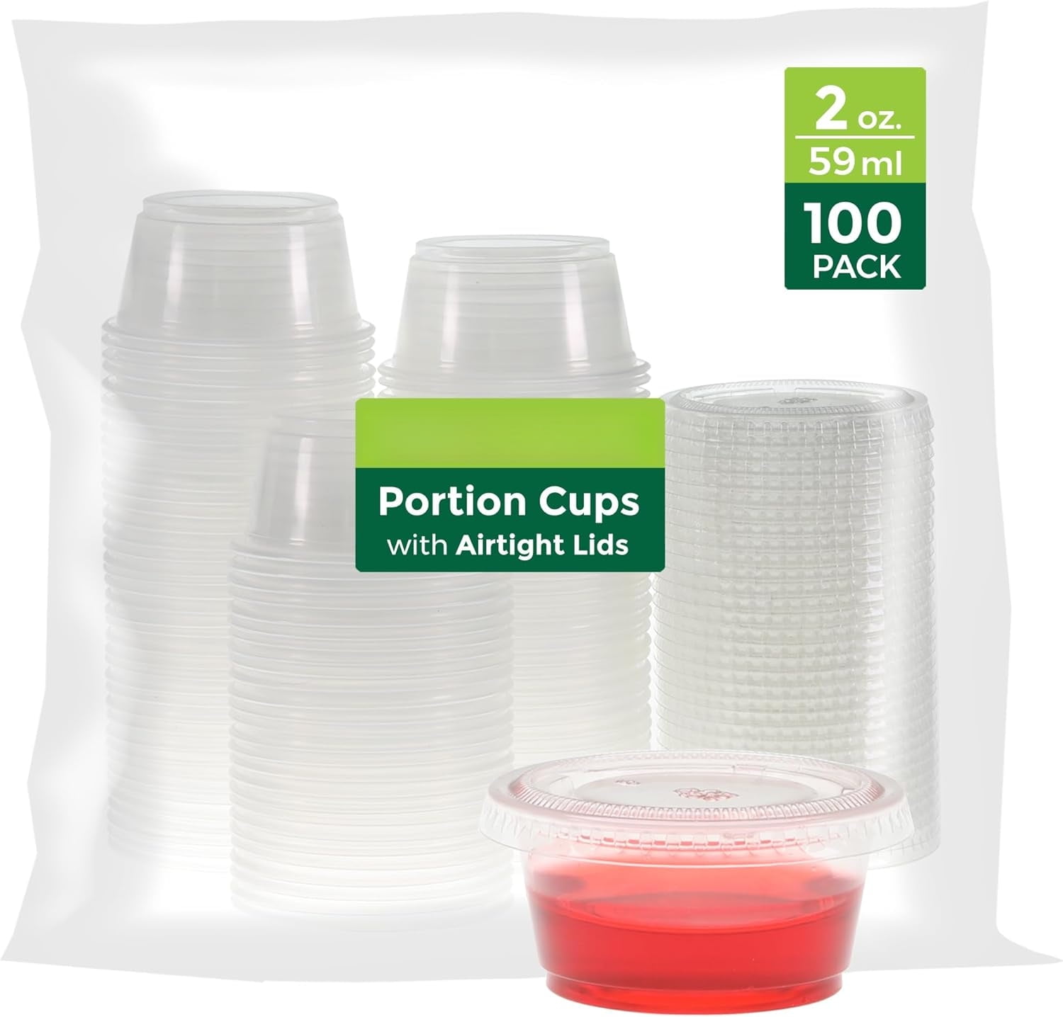 Plastic Portion Cups with Lids Disposable Plastic Cups for Meal Prep ...